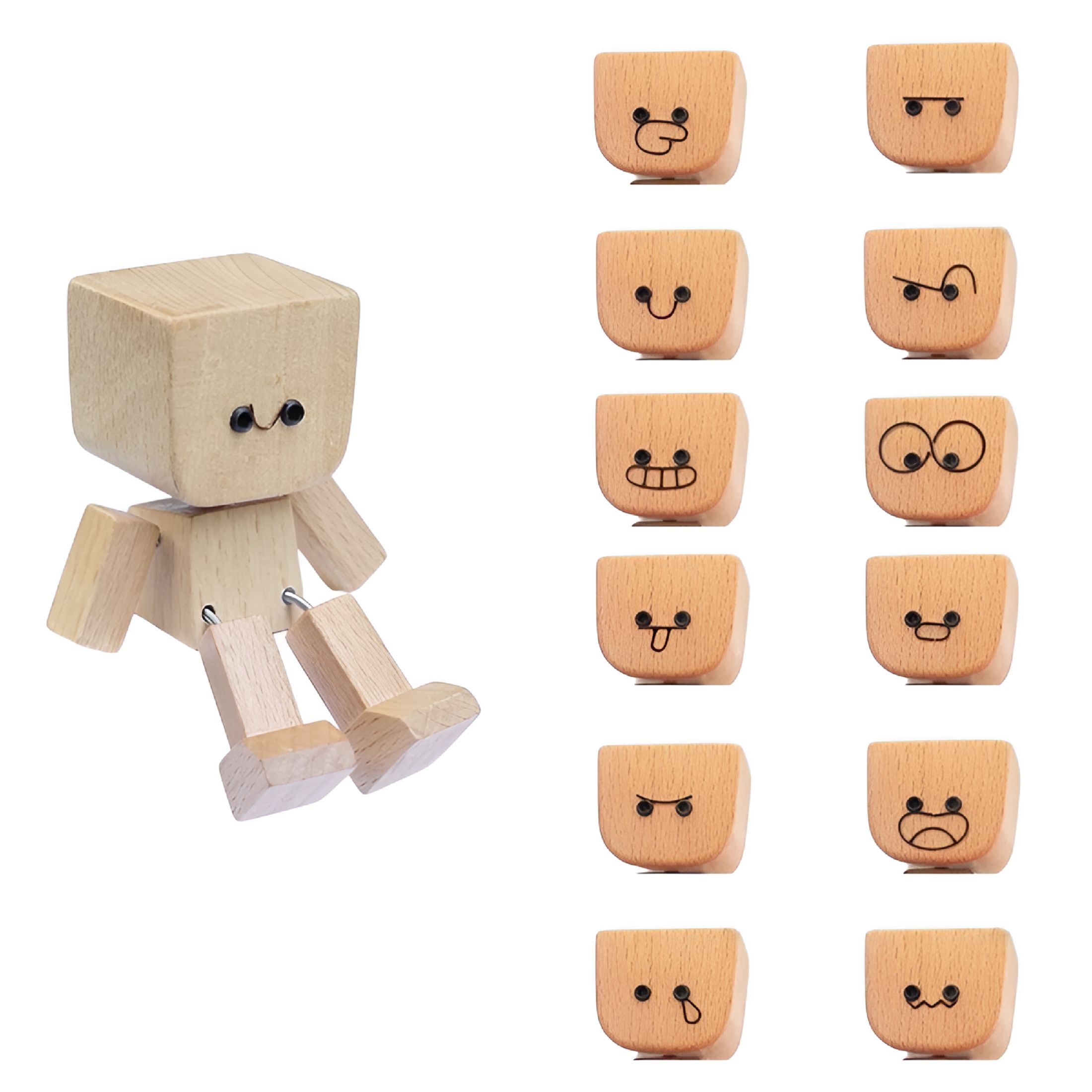 LAMIRO Shaking Wooden Man Figurine Handmade Shaking Feet Wooden Doll ...