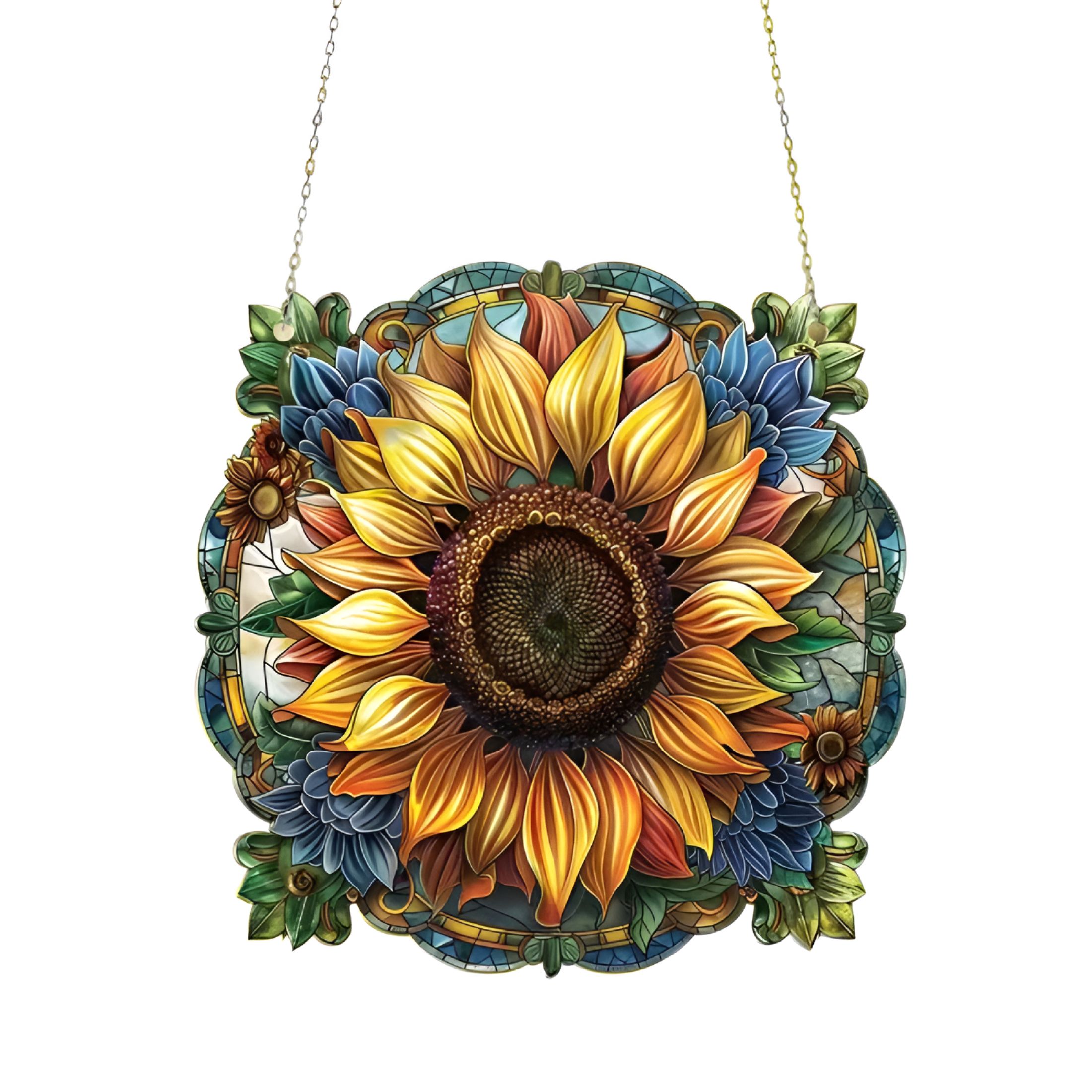 LAMIRO Stained Glass Sunflower Window Hanging,Sunflower Suncatcher for ...
