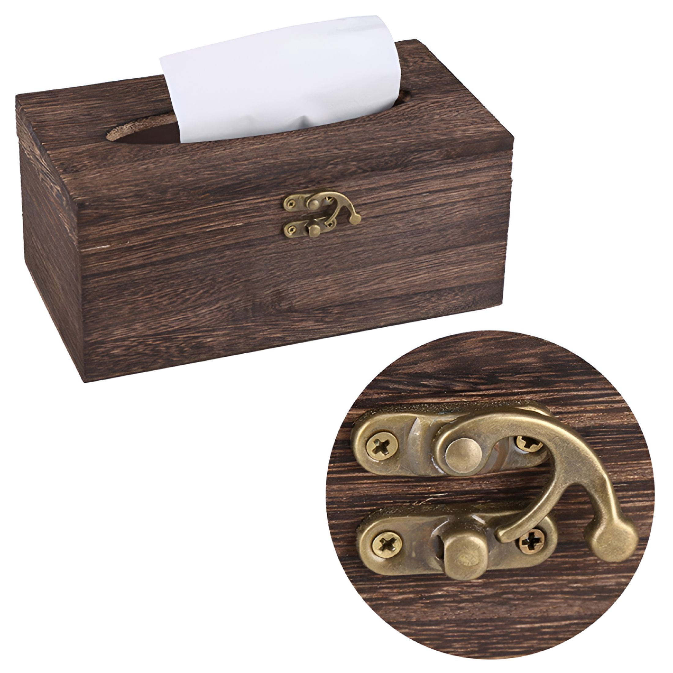 LAMIRO Tissue Box Cover,Wood Tissue Box Cover Rectangle/Square Tissue ...