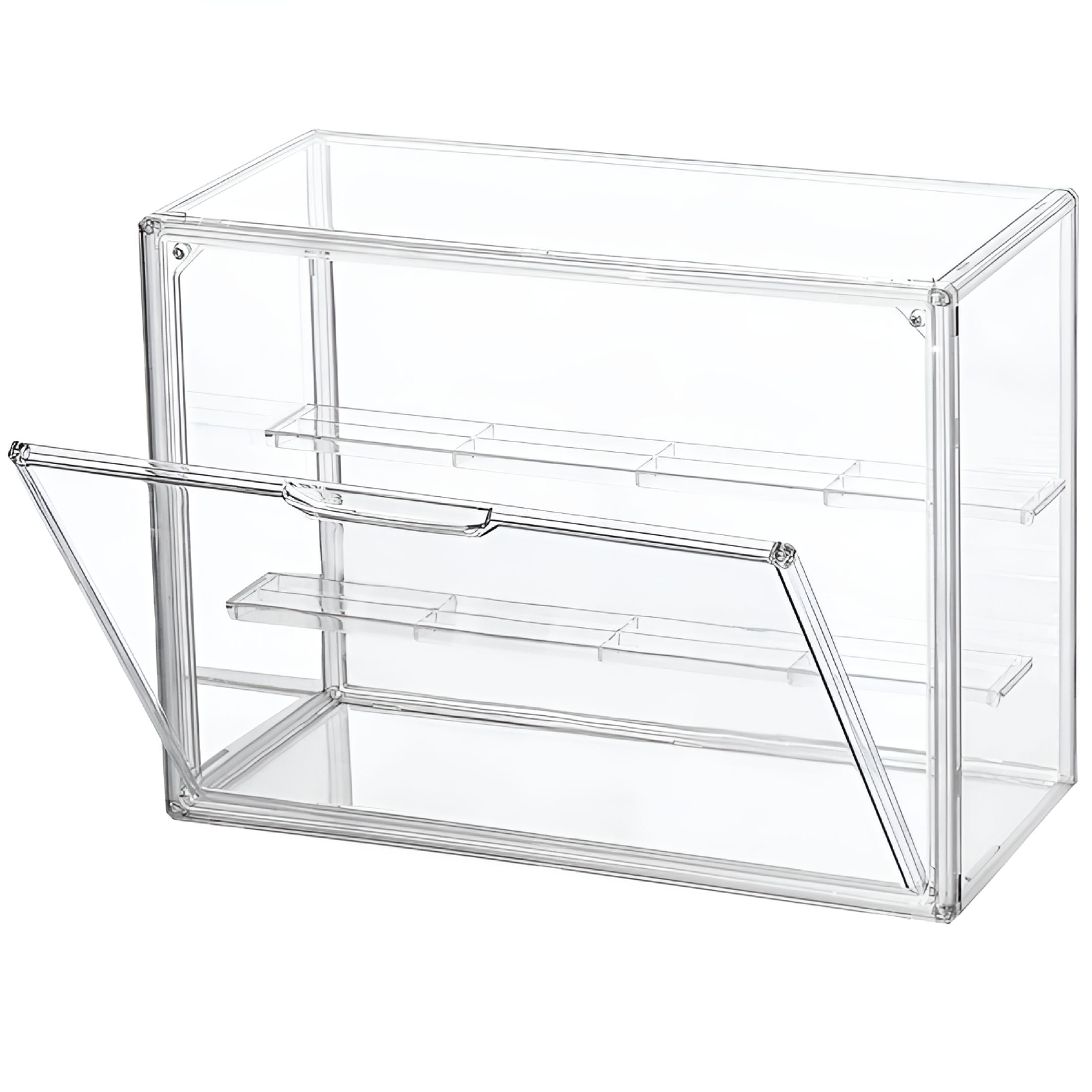 LAMIRO Transparent Acrylic Display Box Clear Case 3 Tier Shelf with 2 ...