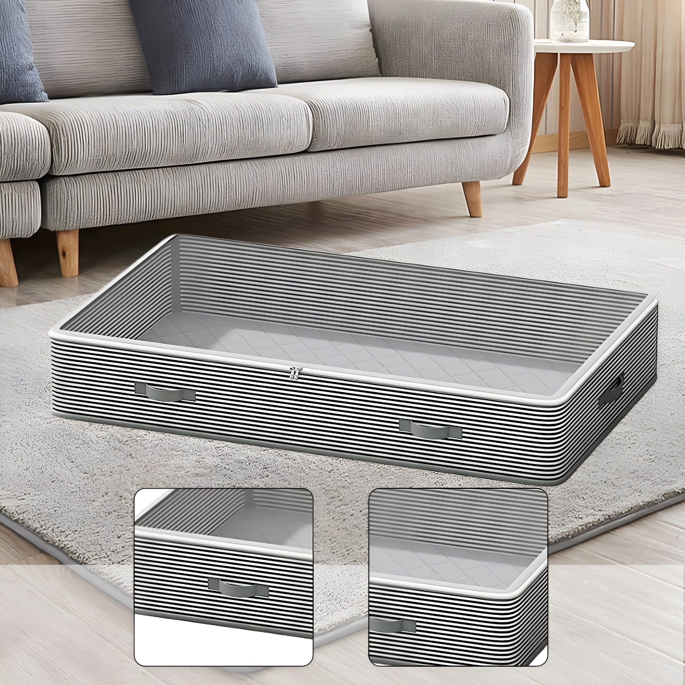 LAMIRO Under Bed Storage Container 30L Large Capacity Non Woven Fabrics ...