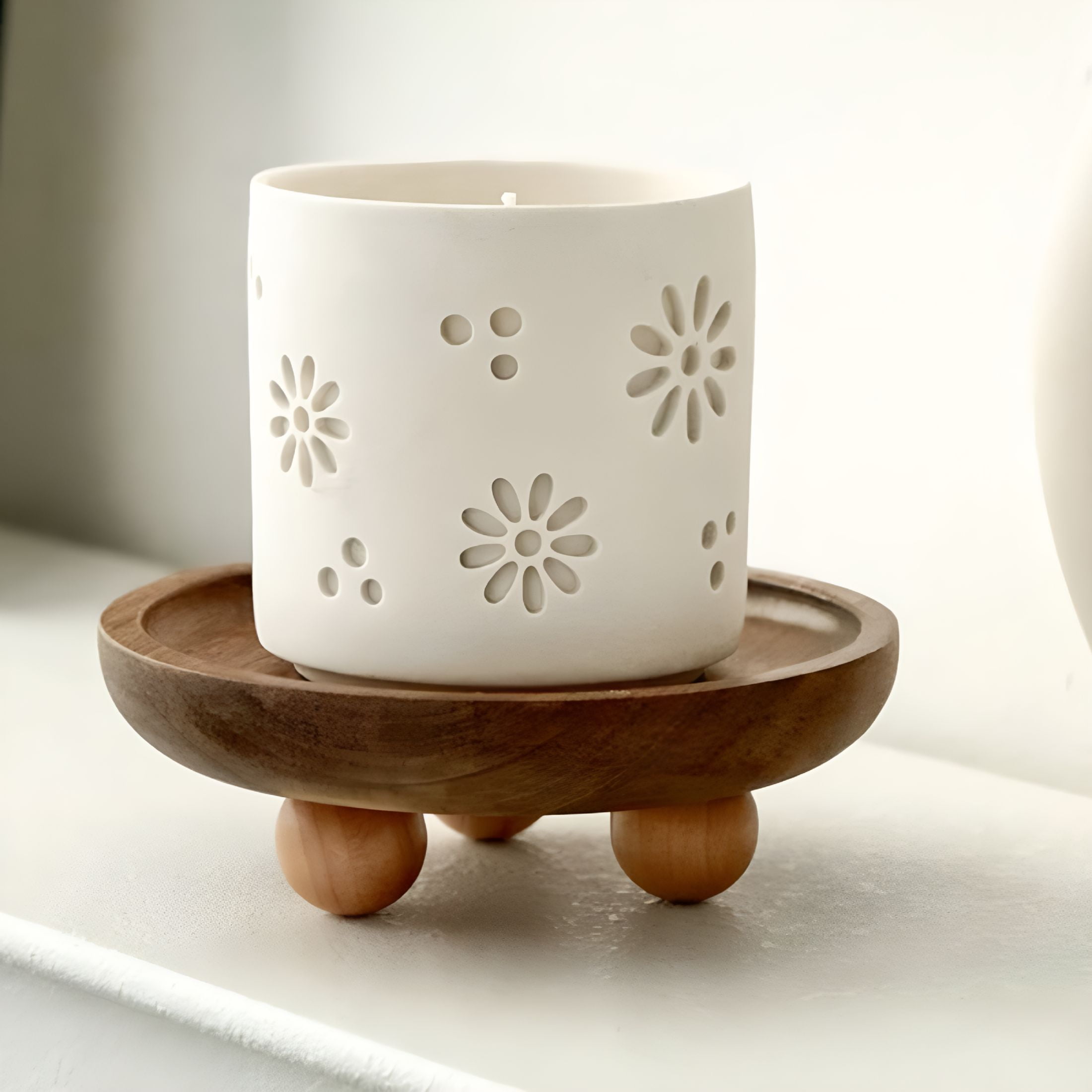 LAMIRO Wood Riser for Display,Wooden Tray,Round Wood Riser Pedestal ...