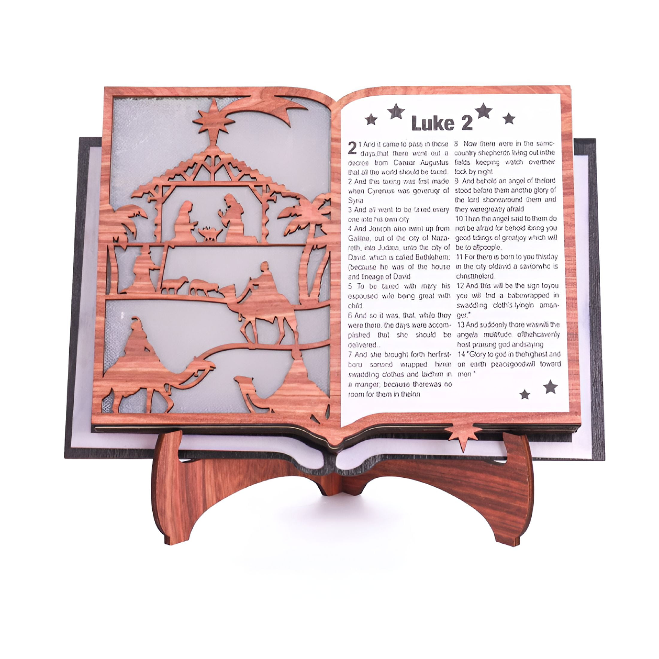 LAMIRO Wooden Nativity Scene Book Display with Light,Nativity Set with ...