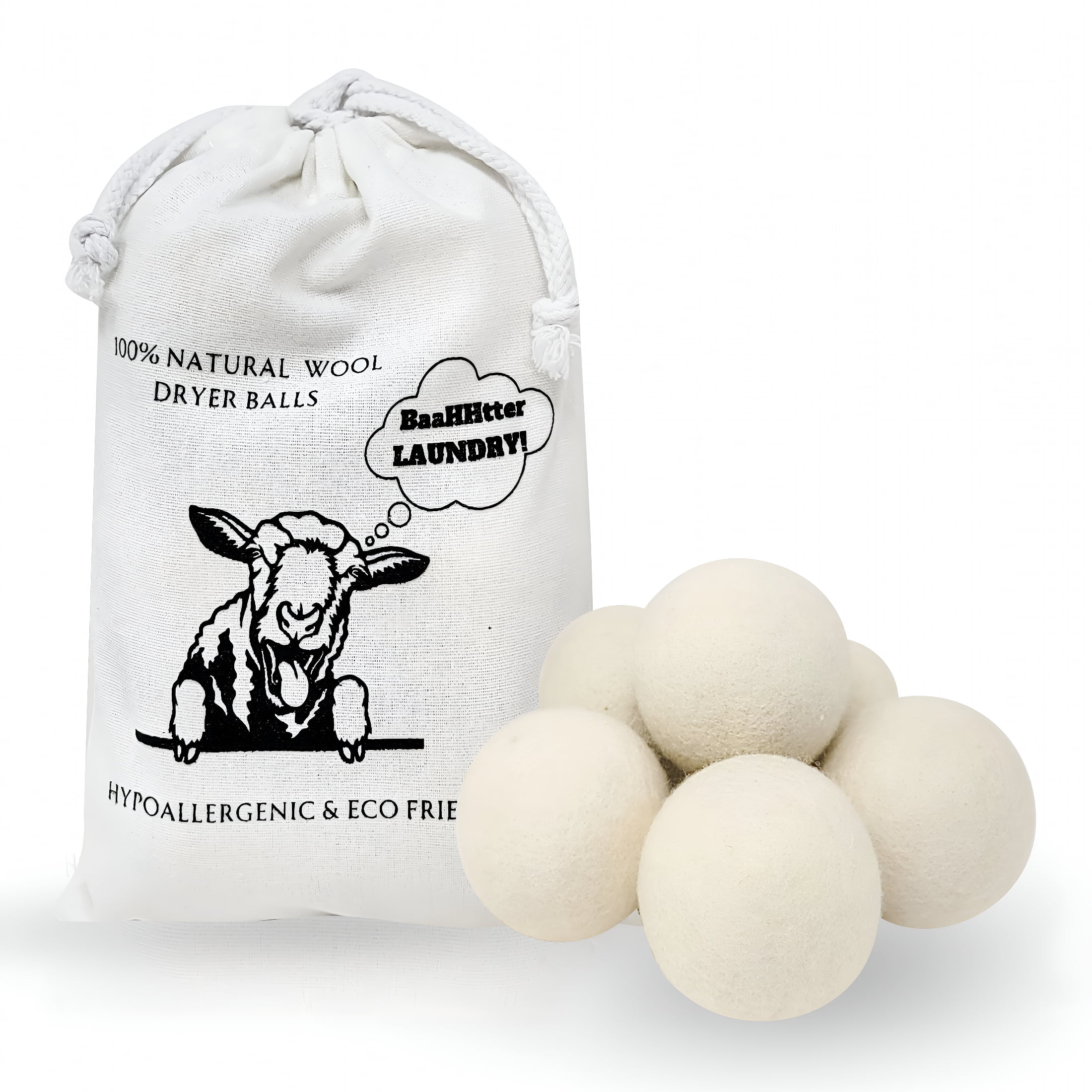 LAMIRO Wool Dryer Balls,6-Pack Organic Dryer Balls,100% New Zealand ...