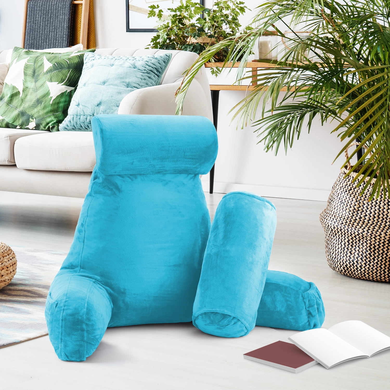 LAMMALOE Reading Pillow , Backrest Pillows with Arms, Plush Back Pillow ...