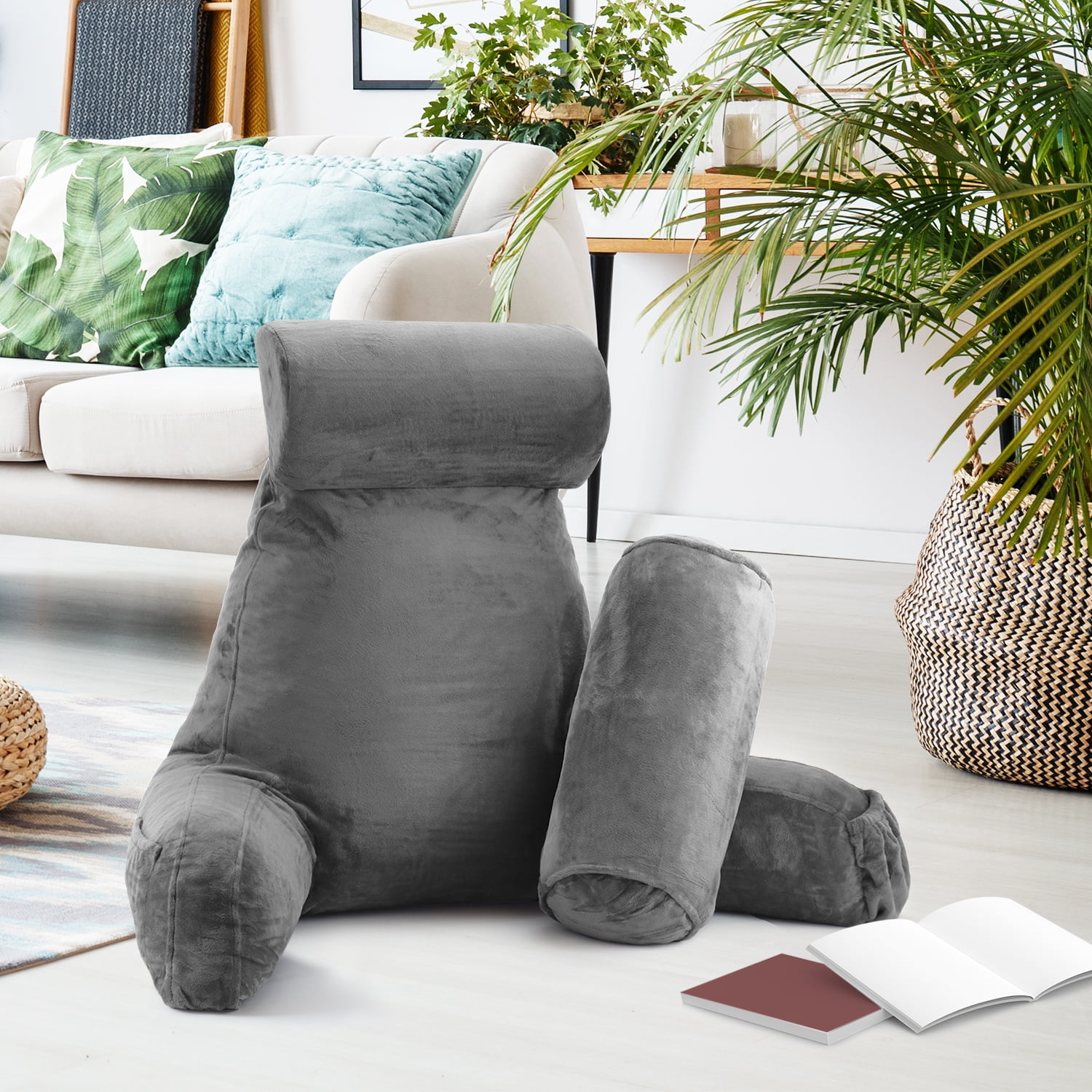 Lamma Loe Reading Pillow with Arms, Shredded Memory Foam, Detachable ...
