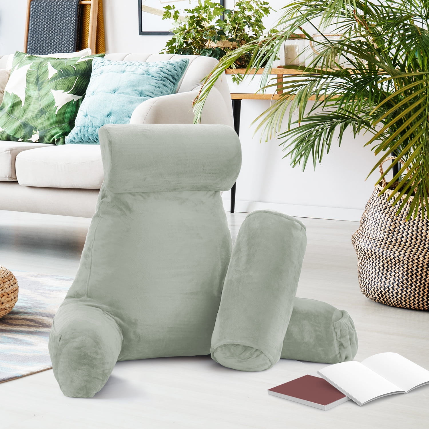 LAMMALOE Reading Pillow , Backrest Pillows with Arms, Plush Back Pillow ...