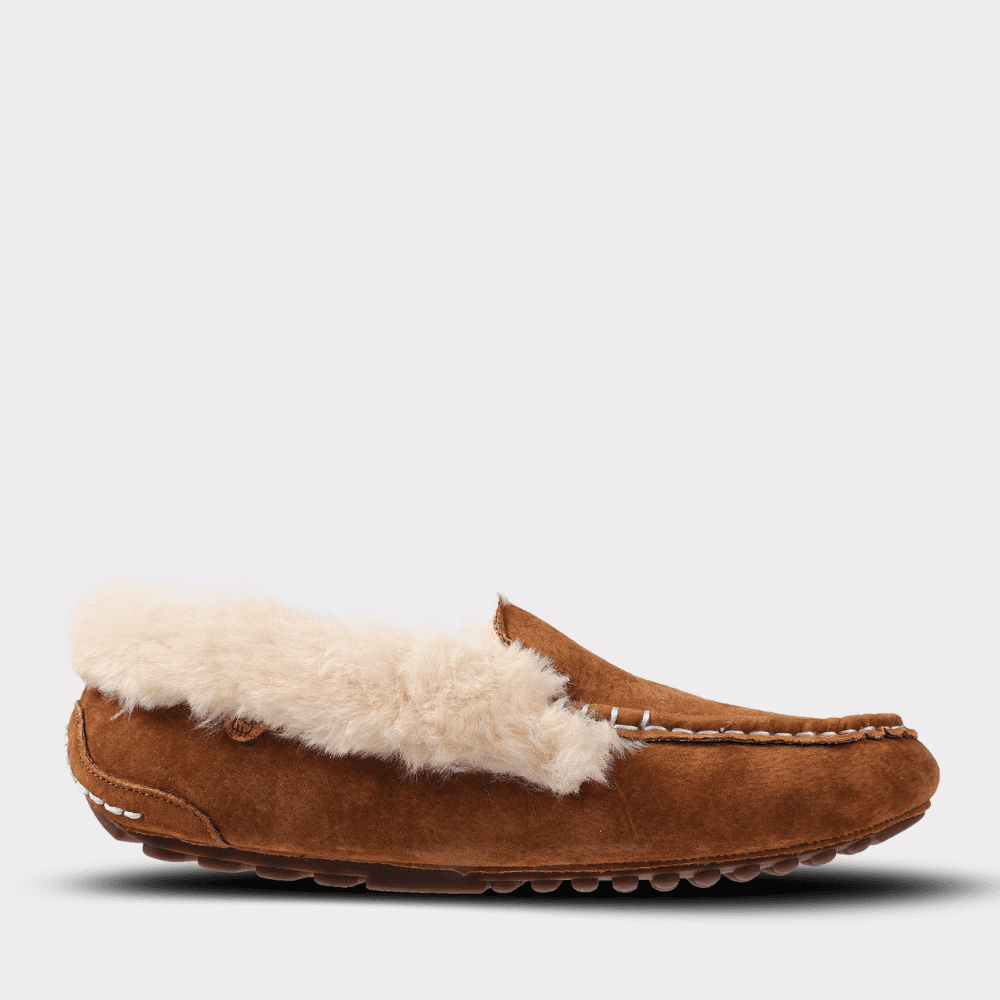 LAMO Suede Aussie Moc, Fur Lined Moccasins, Indoor Footwear, Home Shoes ...