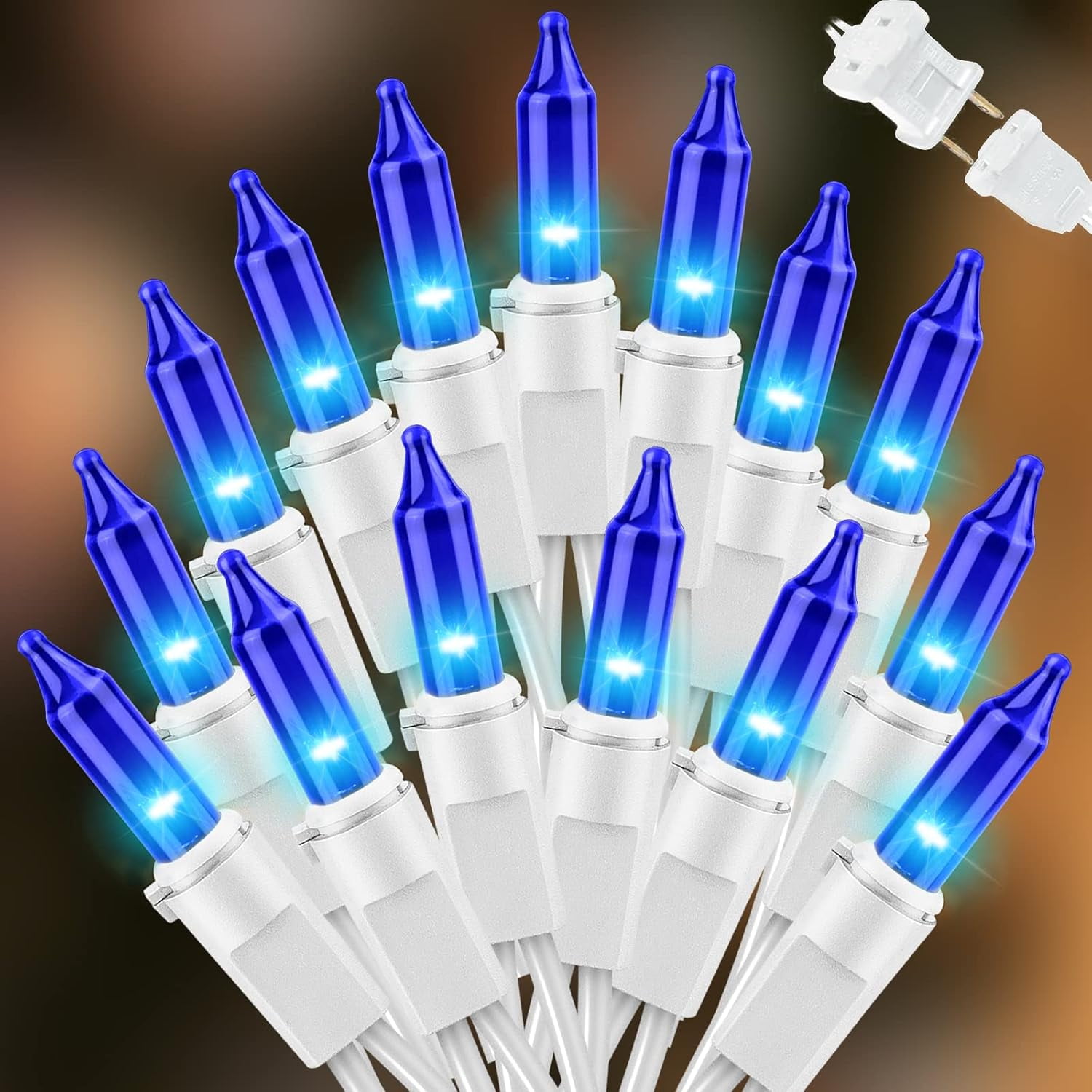 LAMPHOME 100 Mini LED Count Blue -String Lights - 21.6FT LED Christmas ...