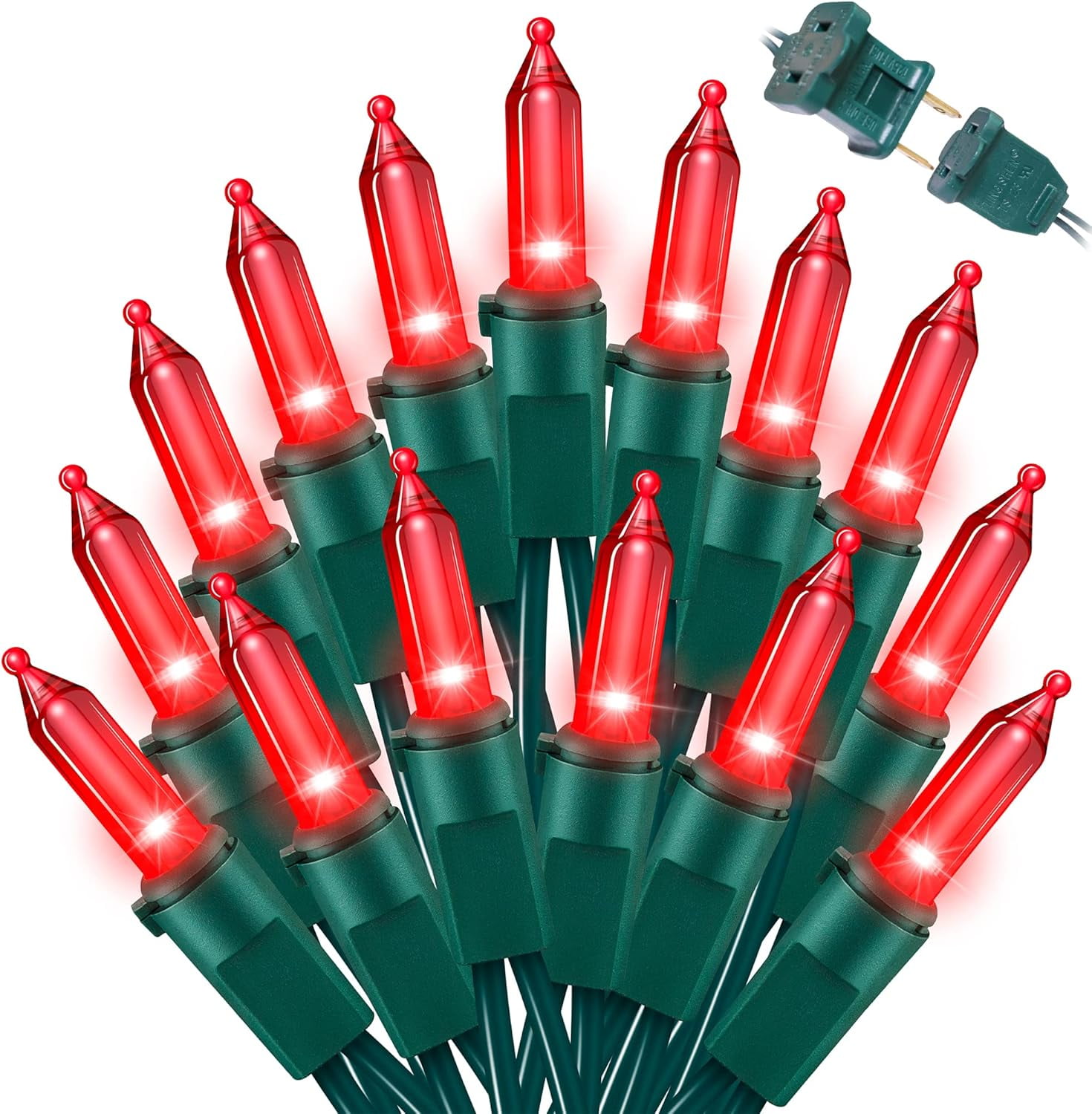 LAMPHOME 100 Mini LED Count RED -String Lights - 21.6FT LED Christmas ...