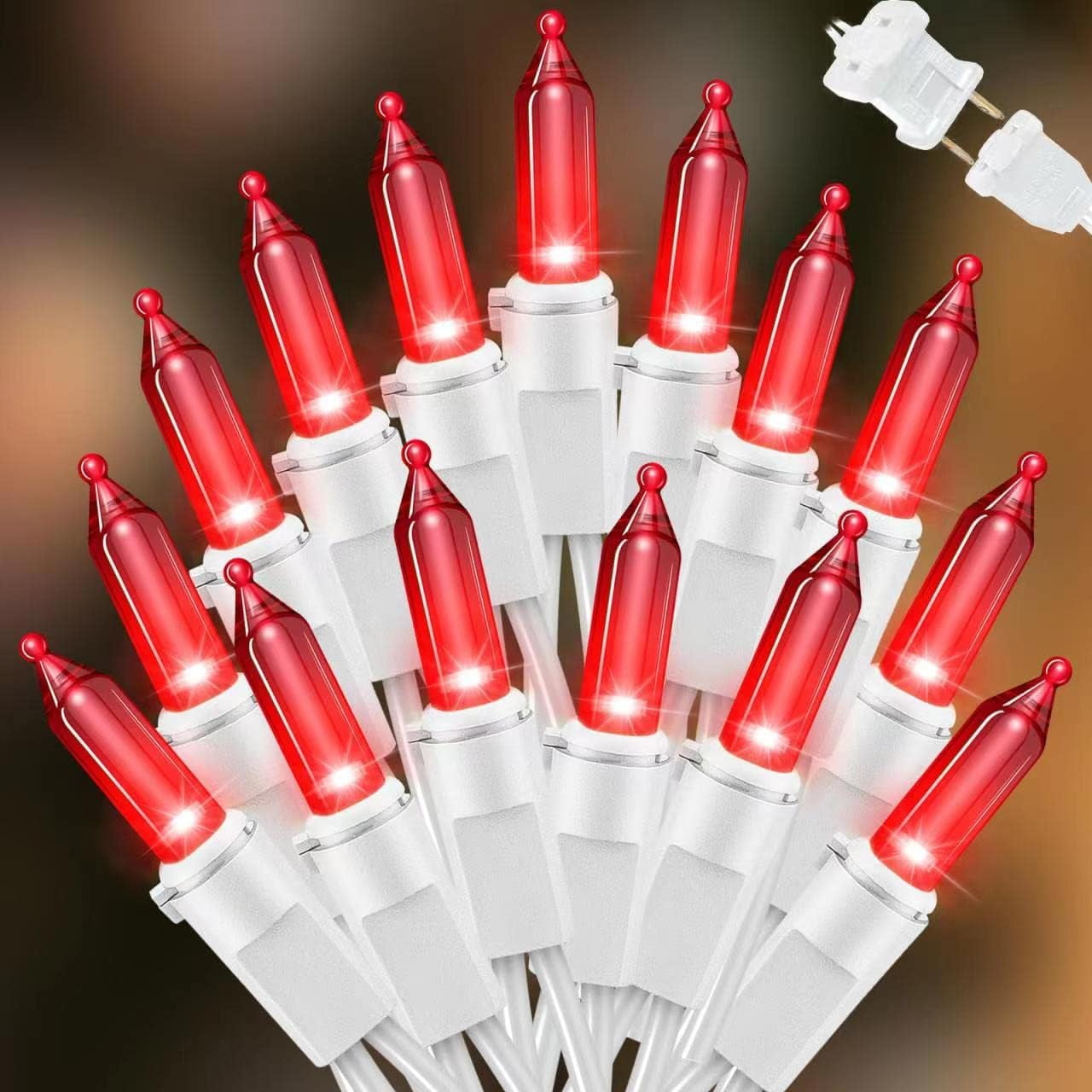 LAMPHOME 100 Mini LED Count RED - String Lights - 21.6FT LED Christmas ...