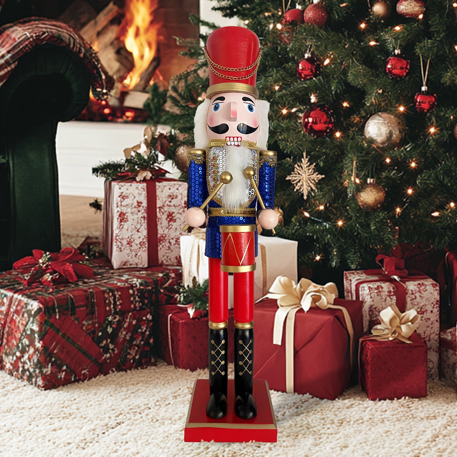 LAMPHOME 24Inch Wooden Soldier Nutcracker Christmas Decor - Festive ...