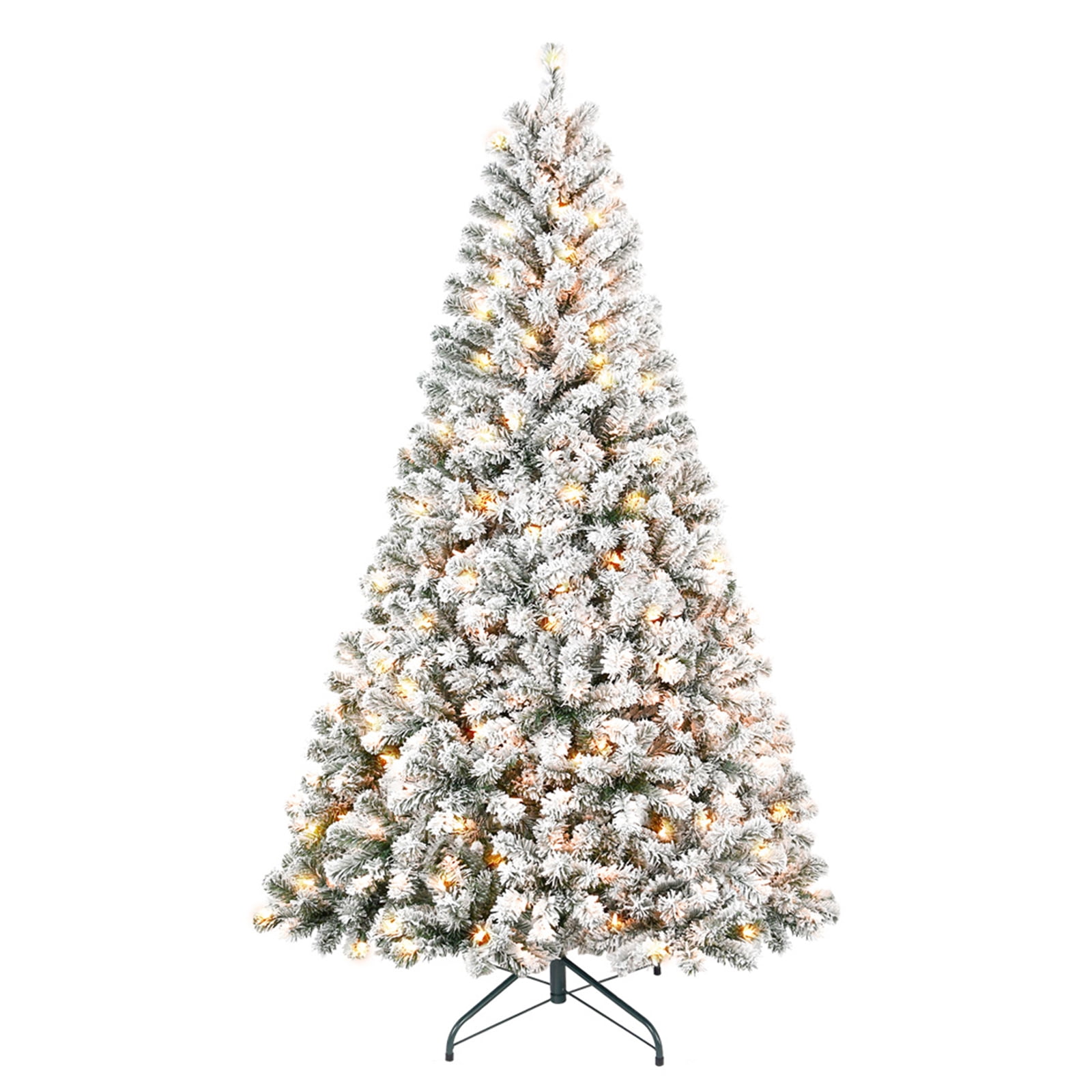 LAMPHOME 4FT Pre-Lit Flocked PVC Tree - 100 UL Lights, 233 Tips, 3-Part ...
