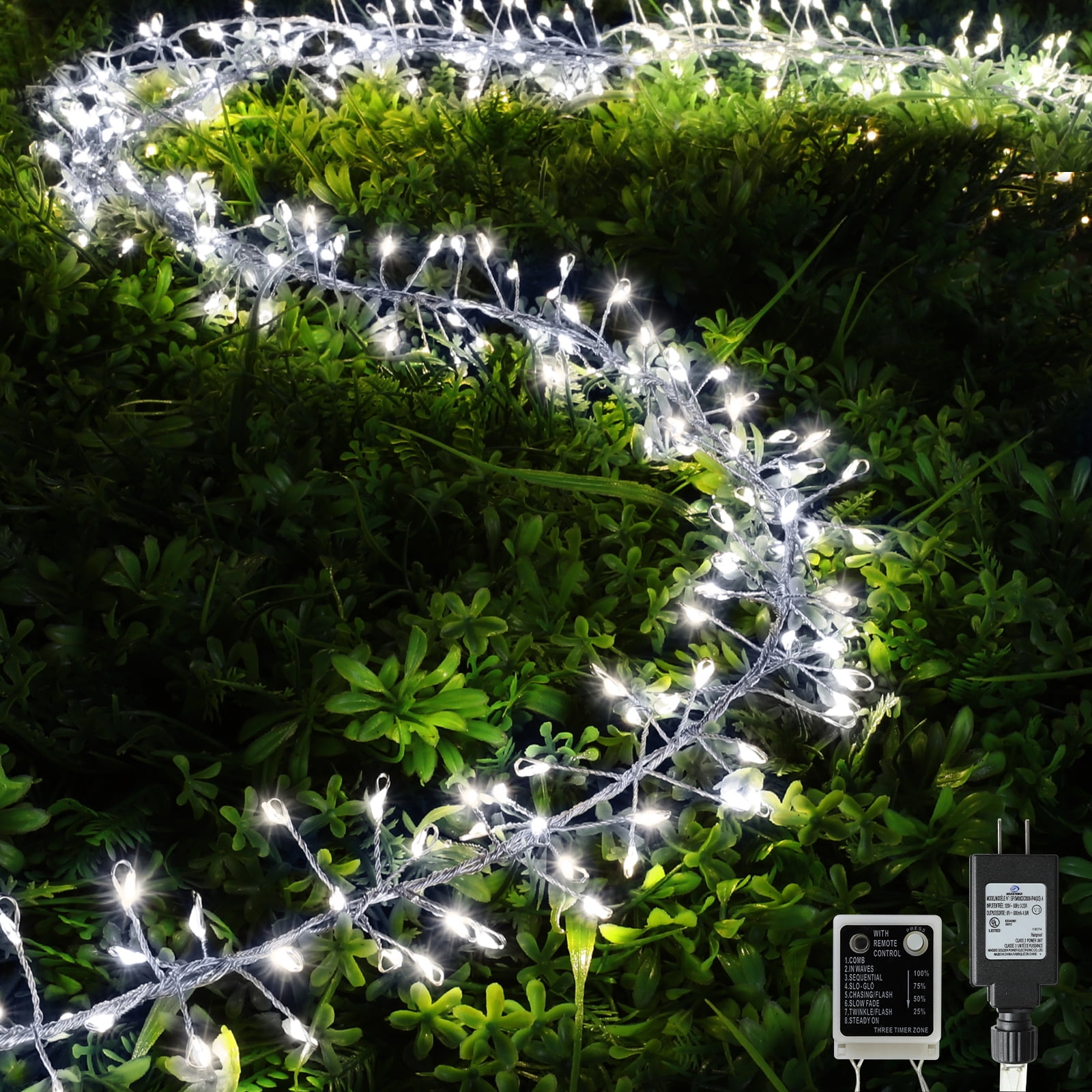 LAMPHOME Firecracker Lights with Remote, 34.5 FT 960LED Cluster String ...