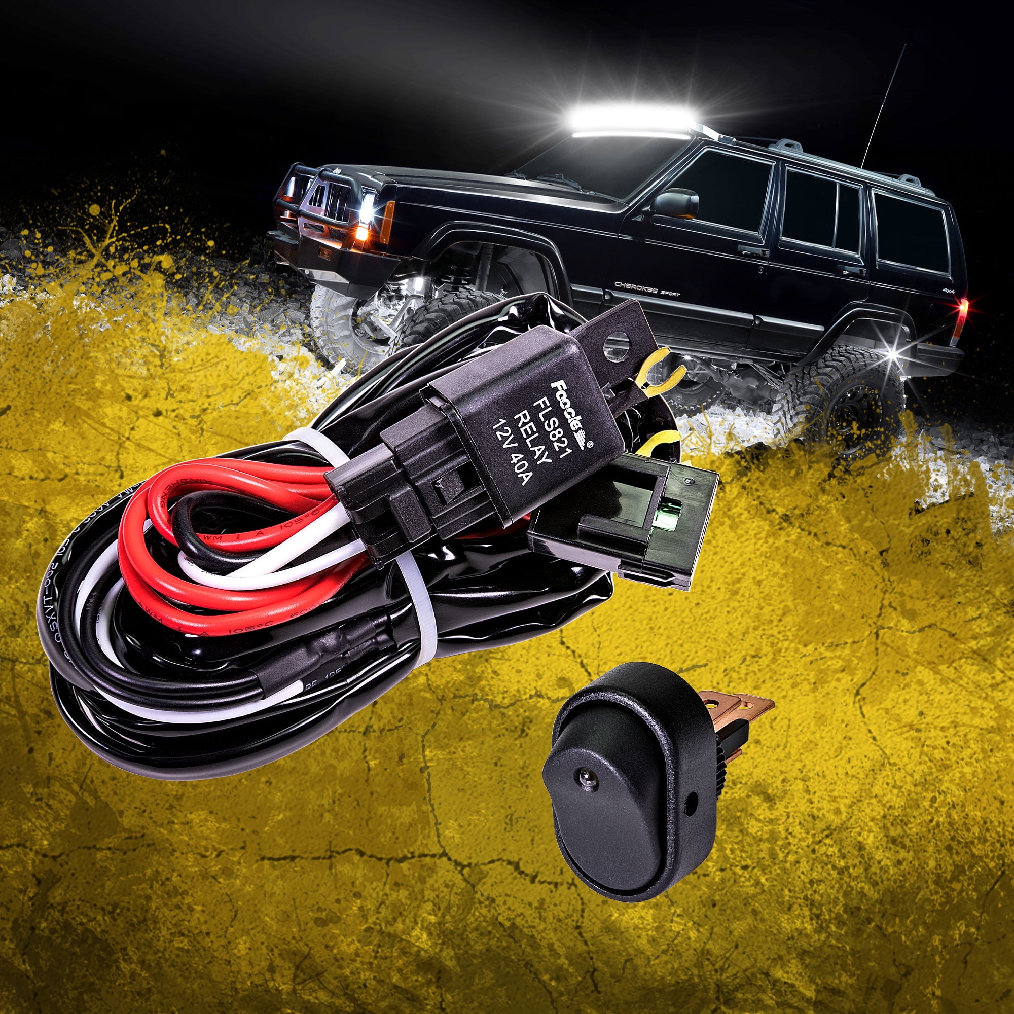 LAMPHUS 12V 40A Off Road LED Light Bar Relay Wiring Harness Kit for ATV ...