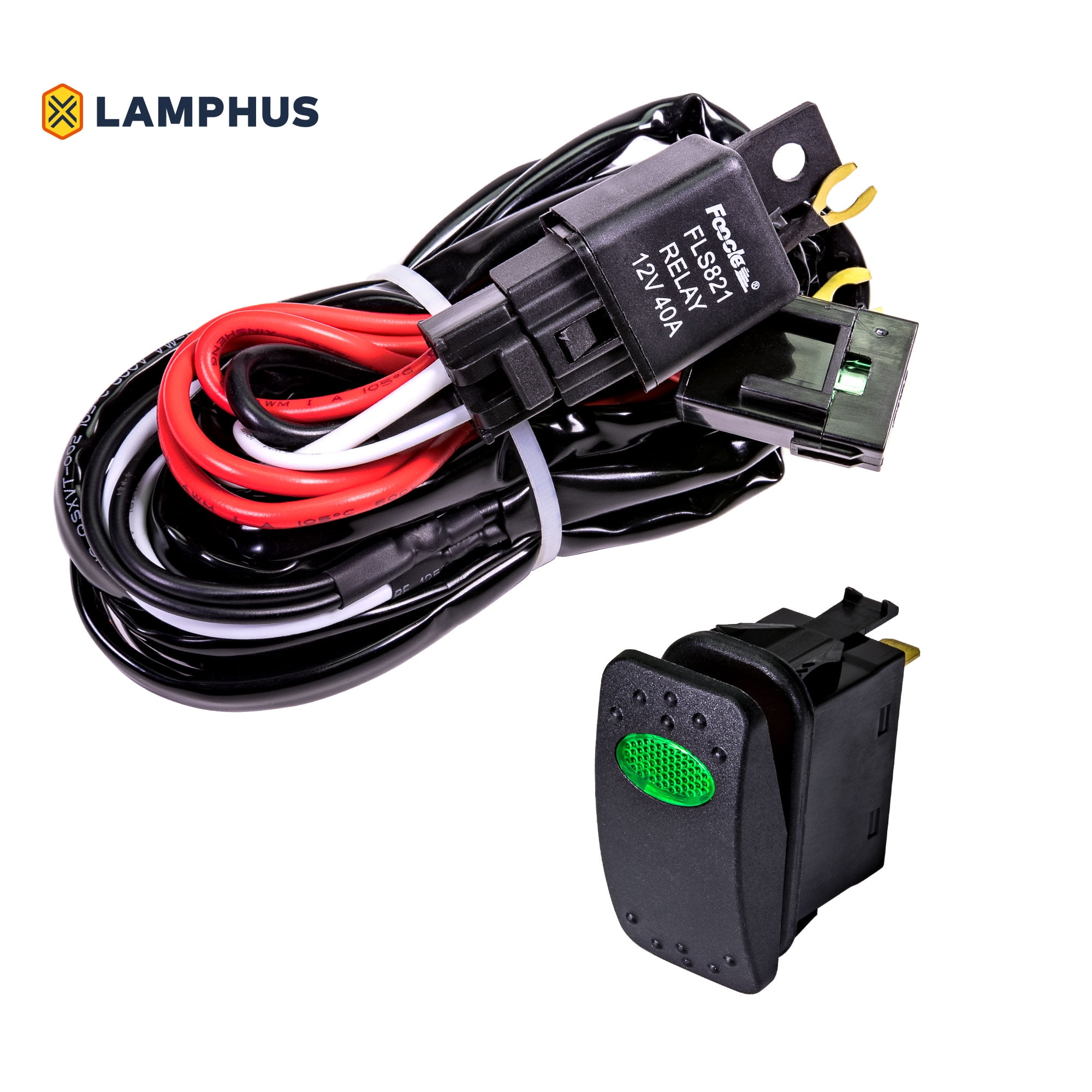 LAMPHUS 12V 40A Off Road LED Light Bar Relay Wiring Harness Kit for ATV ...