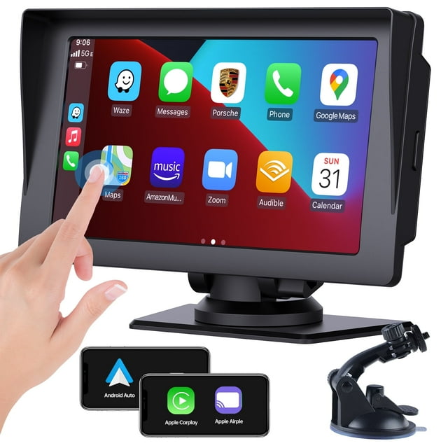 LAMTTO 7 inch Touchscreen Head Unit, Wireless Apple Carplay & Android ...