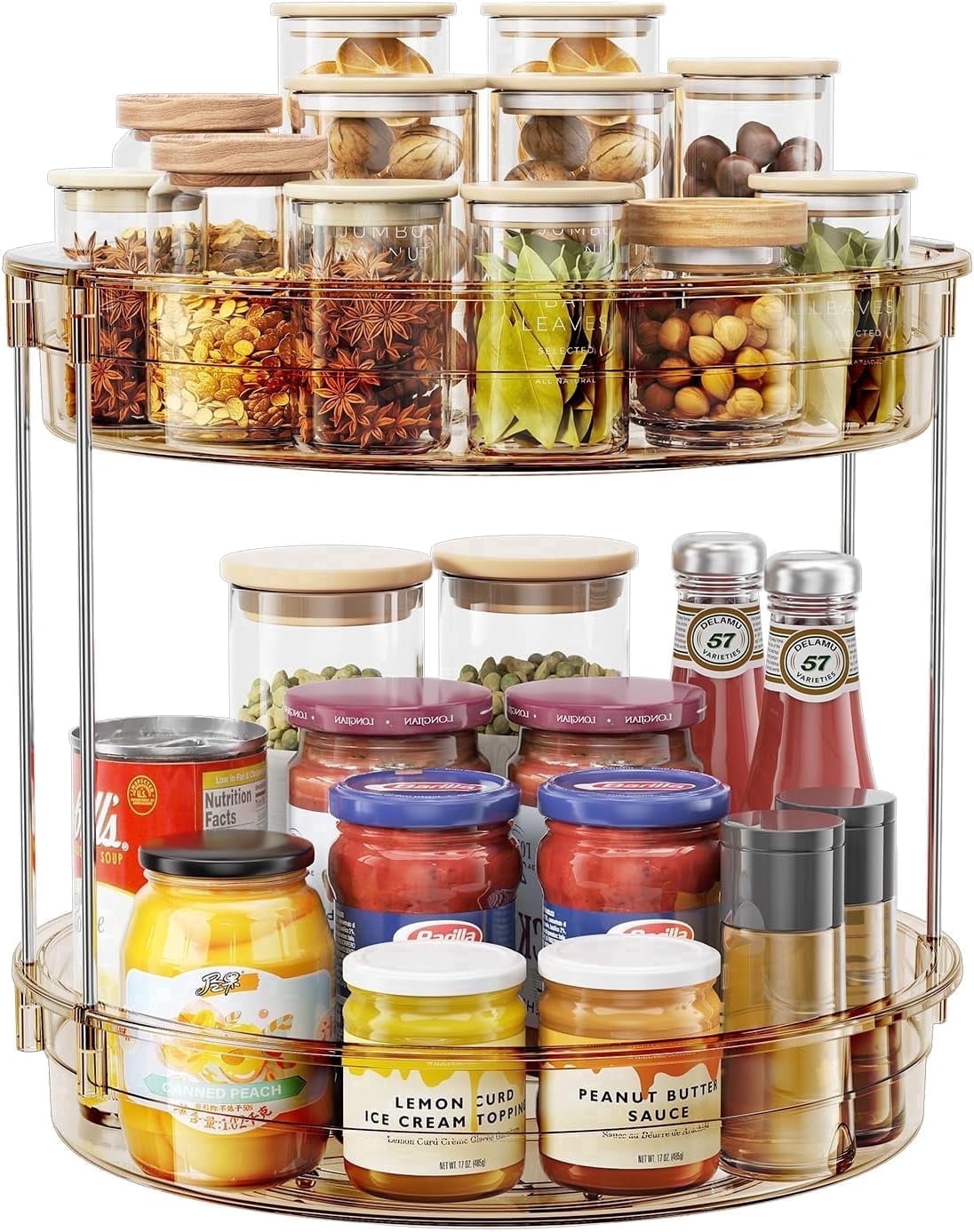 ROSSNY Lazy Susan 12 inch 2 Tier Rotating Turntable Cabinet Organizer ...