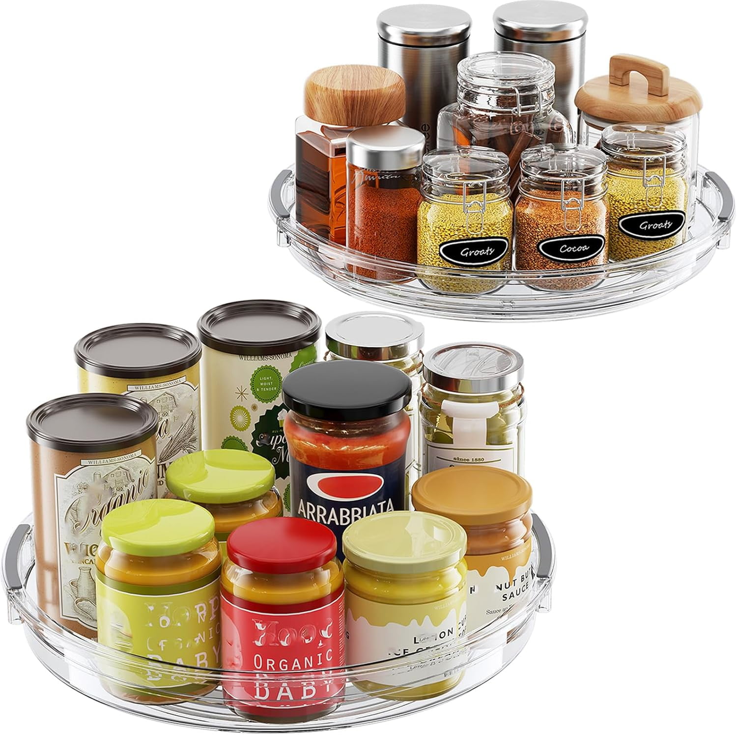 LAMU 2 Pack Clear Lazy Susan Turntable Organizer for Cabinet, 10'' 10.6 ...