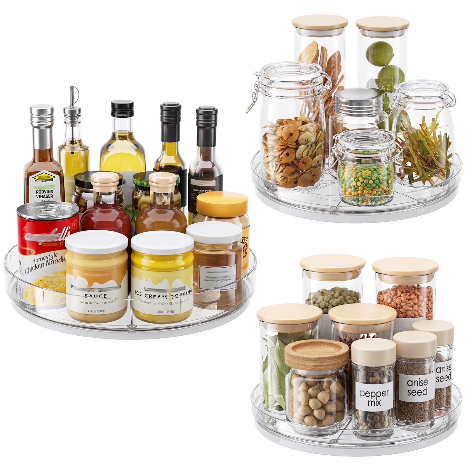 LAMU Rotating Lazy Susan Turntable Organizer for Kitchen Cabinets ...