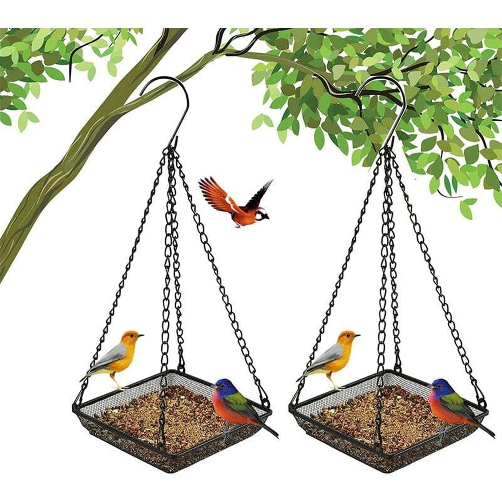 LANL Hanging Bird Feeder Tray, Garden Food Plate, Platform Metal Mesh ...