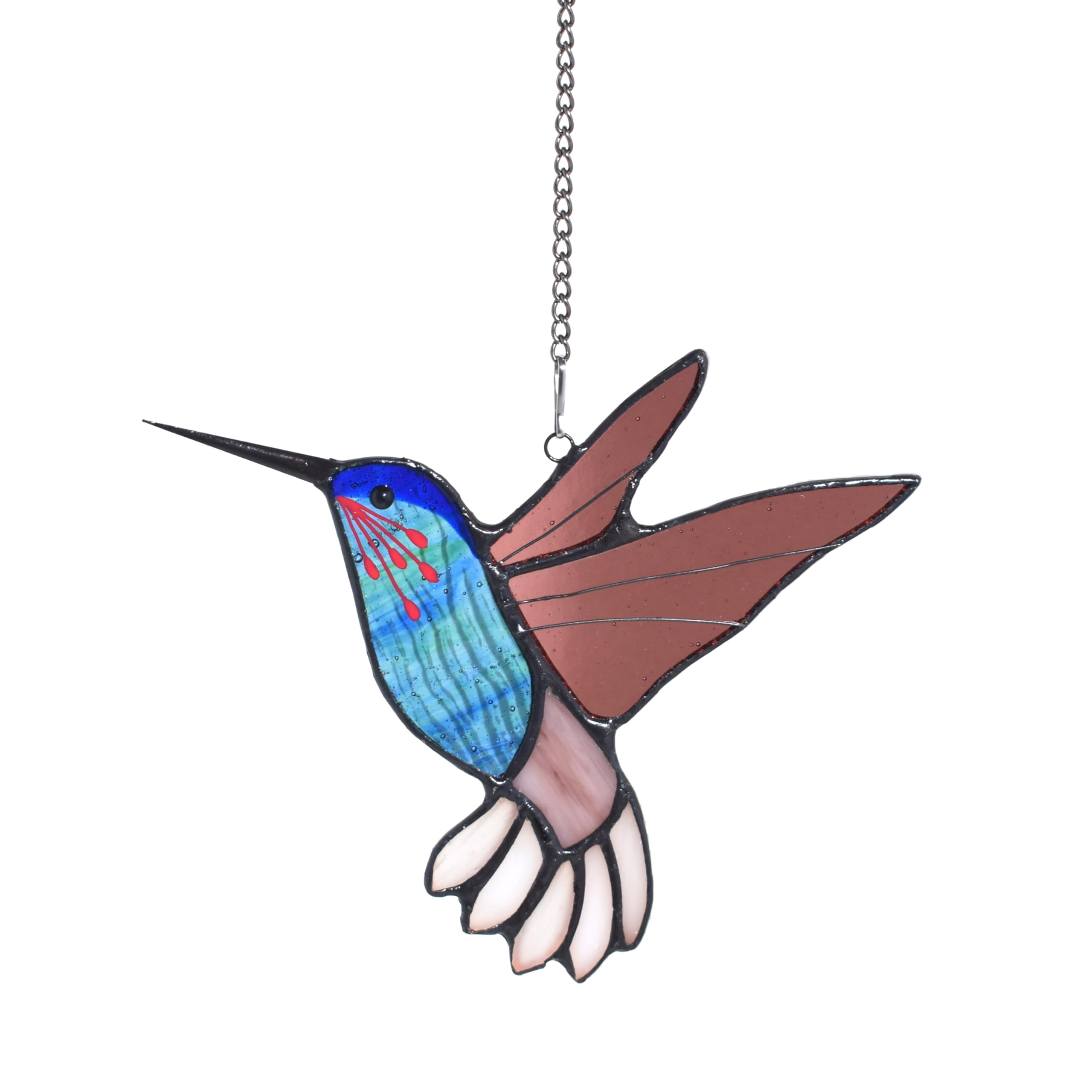 LAN Stained Glass Hummingbird Window Hangings with Flowers, Bird ...