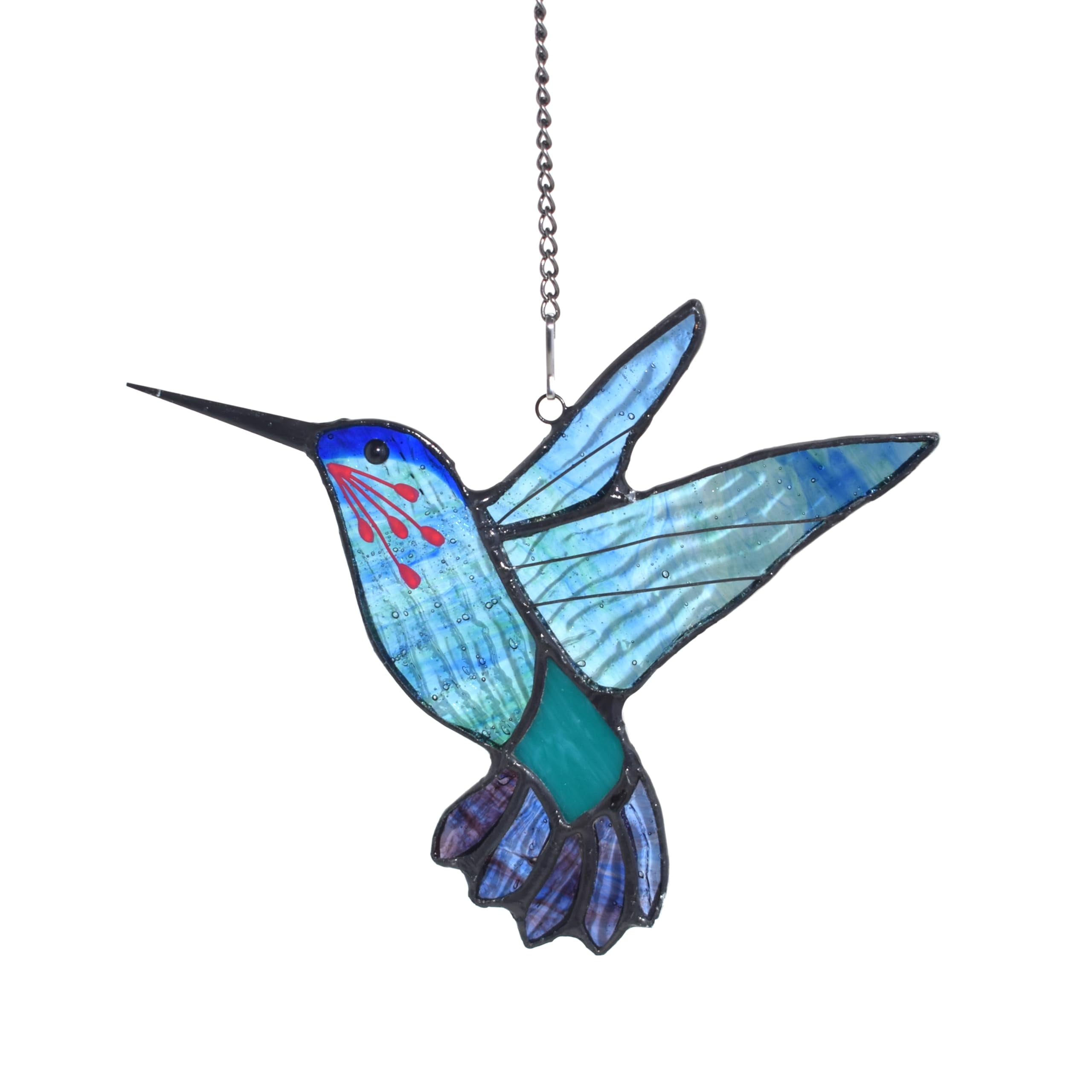 LAN Stained Glass Hummingbird Window Hangings with Flowers, Bird ...