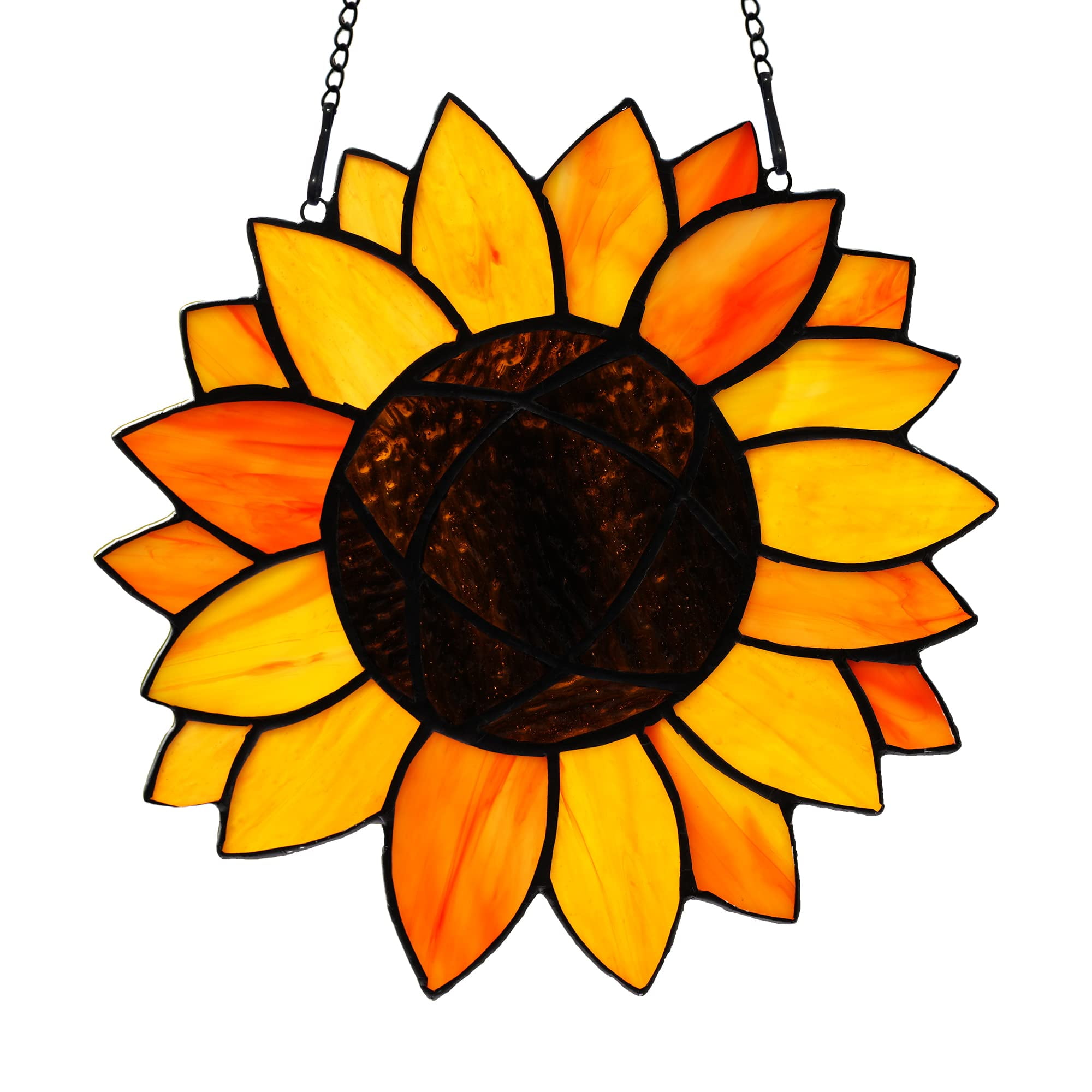 LAN Sun Stained Glass Window Hangings,Tiffany Style Red Sun Suncatcher ...