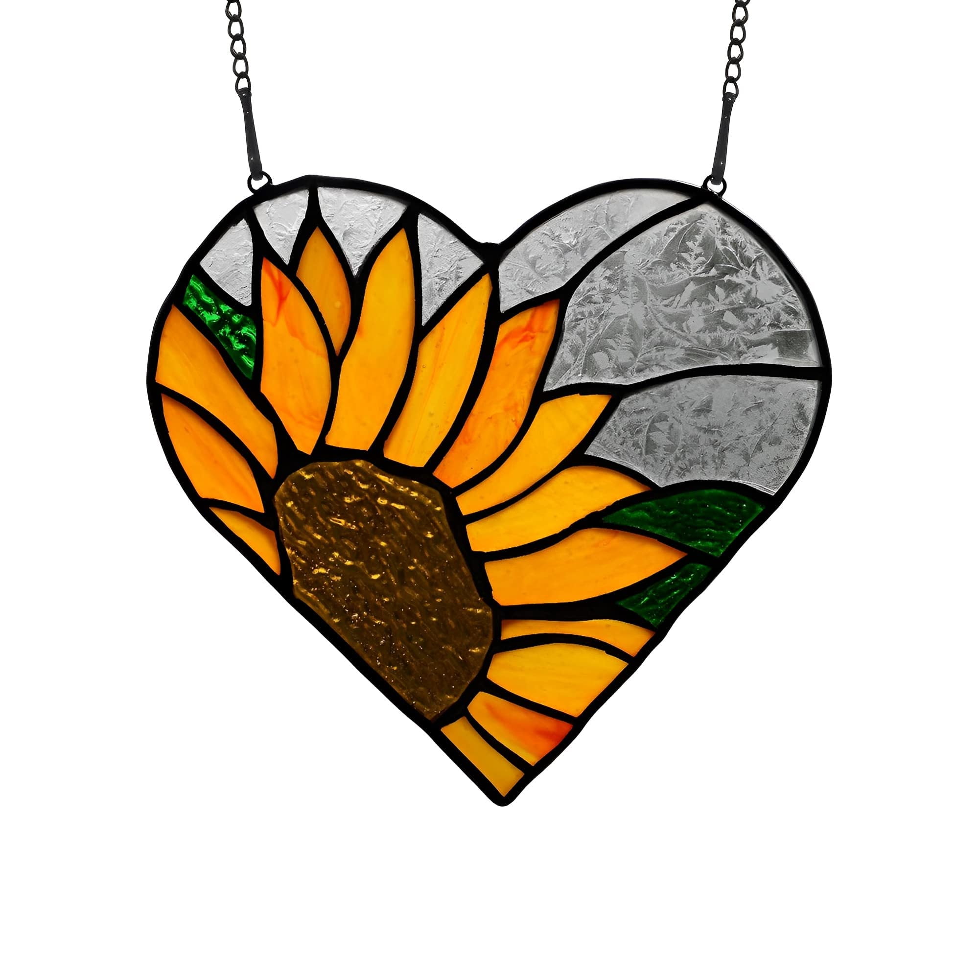 LAN Sun Stained Glass Window Hangings,Tiffany Style Red Sun Suncatcher ...