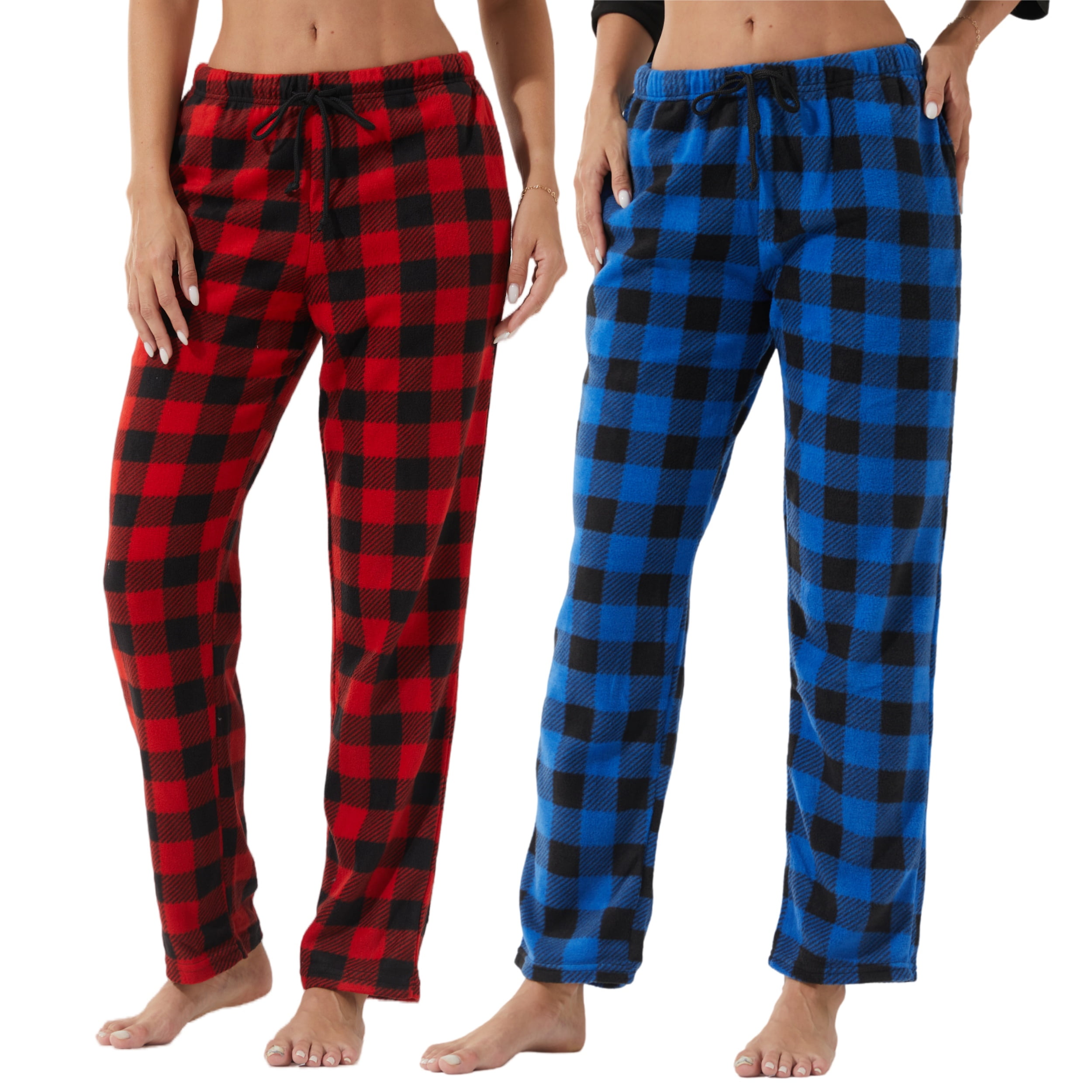 LANBAOSI 2 Pack Women Comfy Soft Fleece Plaid Pajama Pants Size XL ...