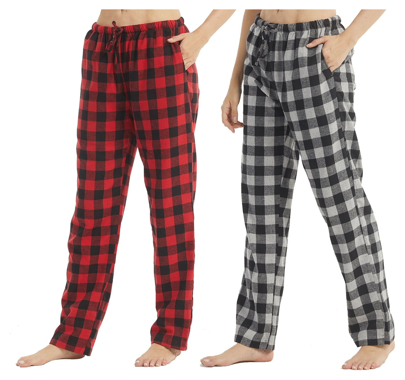 LANBAOSI Women Comfy Fleece Plaid Pajama Pants for Sleep Size L ...