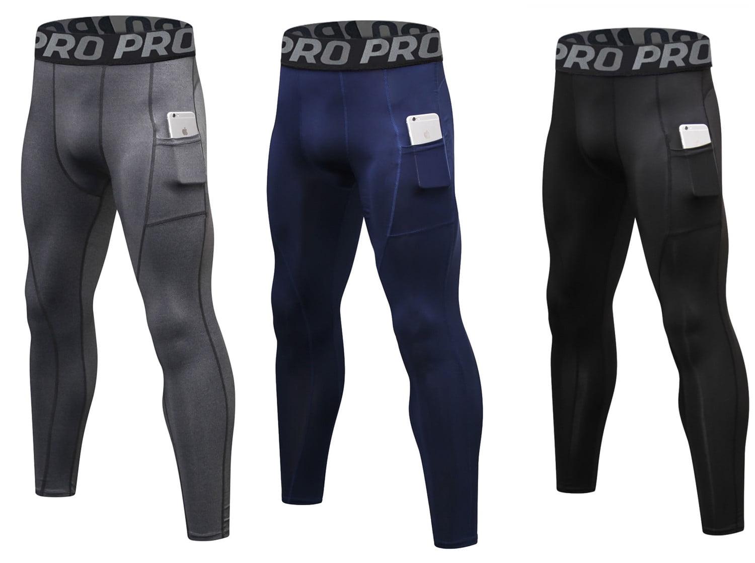 LANBAOSI 3 Pack Men Compression Pants Workout Leggings for Running ...