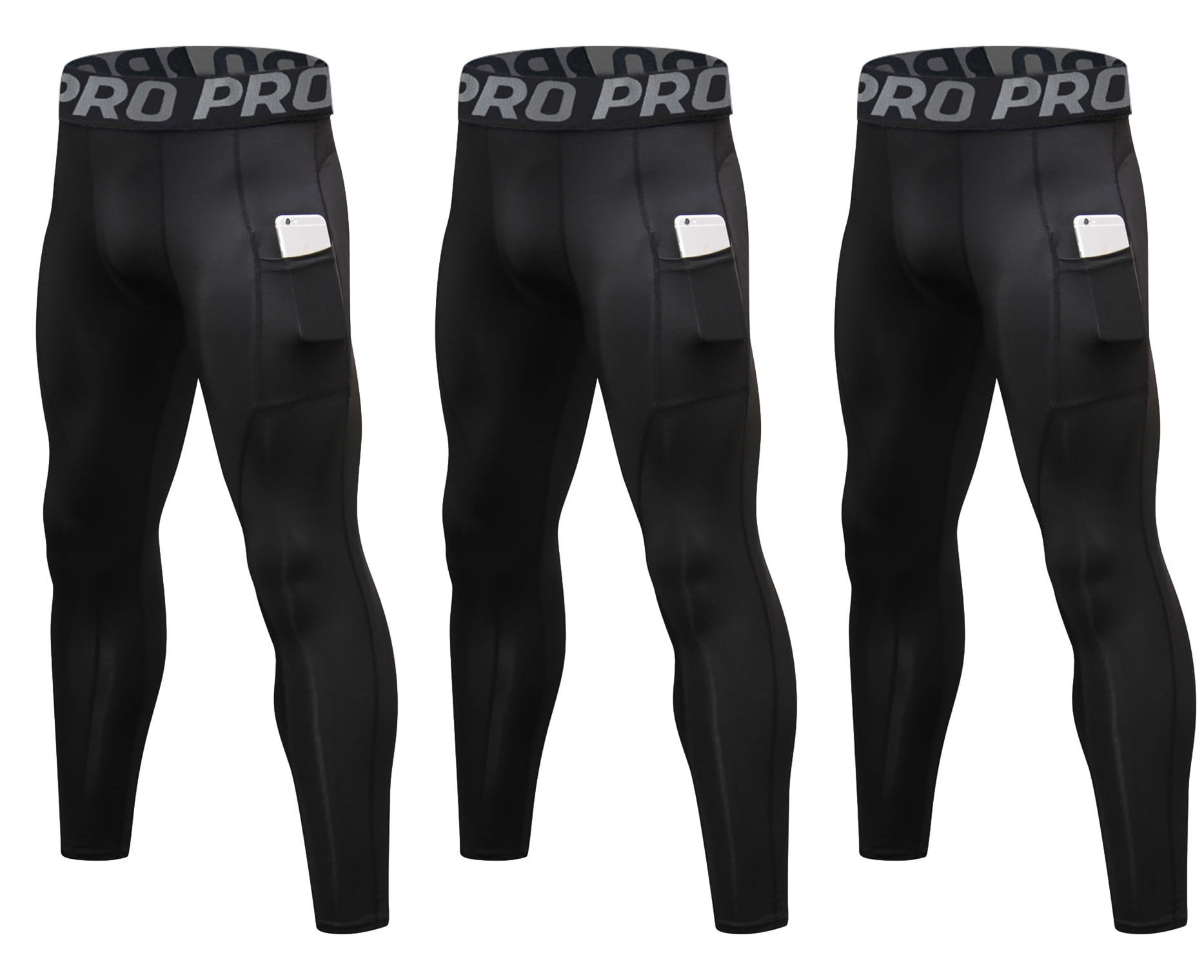 LANBAOSI 3 Pack Men's Compression Pants, Workout Leggings for Running ...