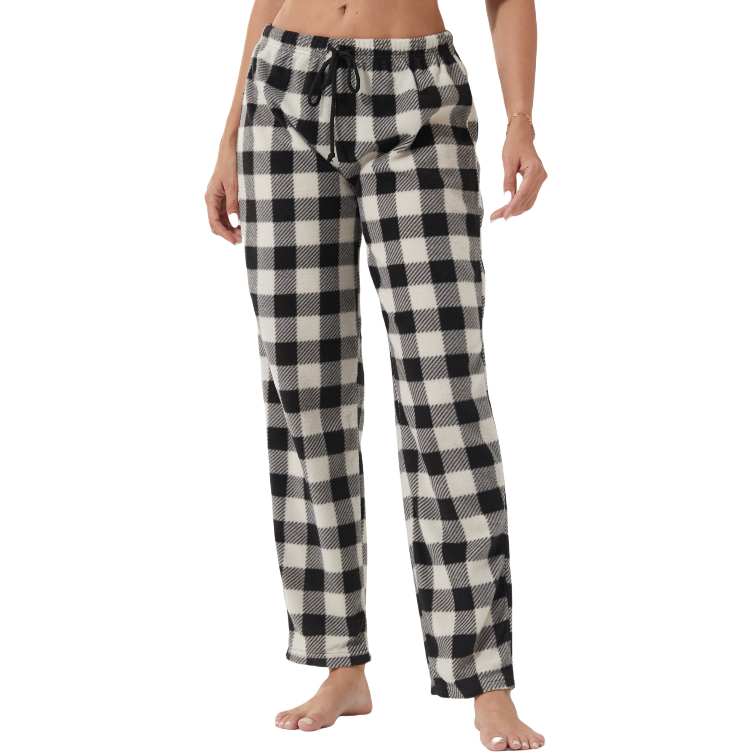 LANBAOSI Women's Comfy Fleece Plaid Pajama Pants, Long Sleepwear Size M ...
