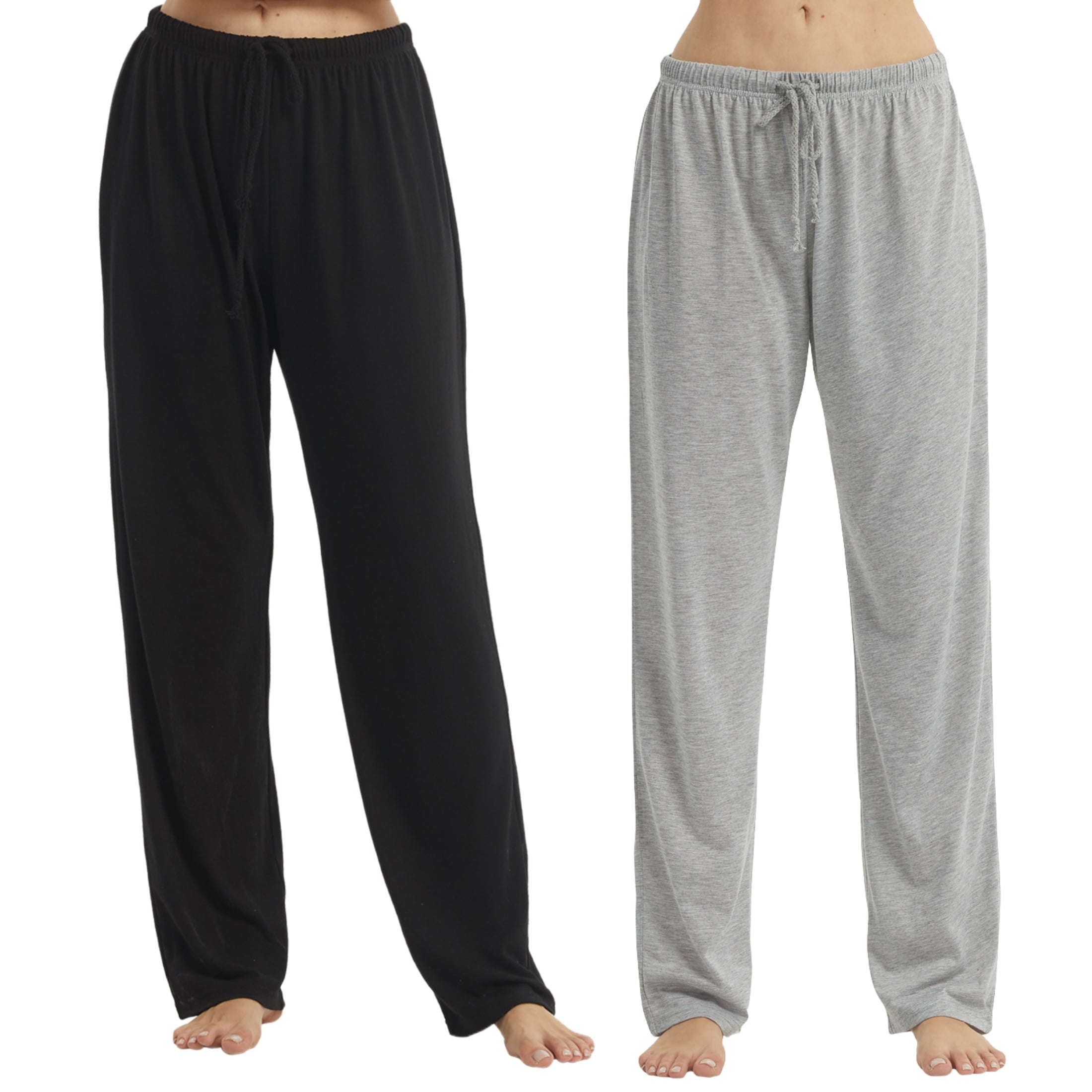 LANBAOSI Women Comfy Pajamas Pants 2 pack Casual Stretchy Pants solid ...