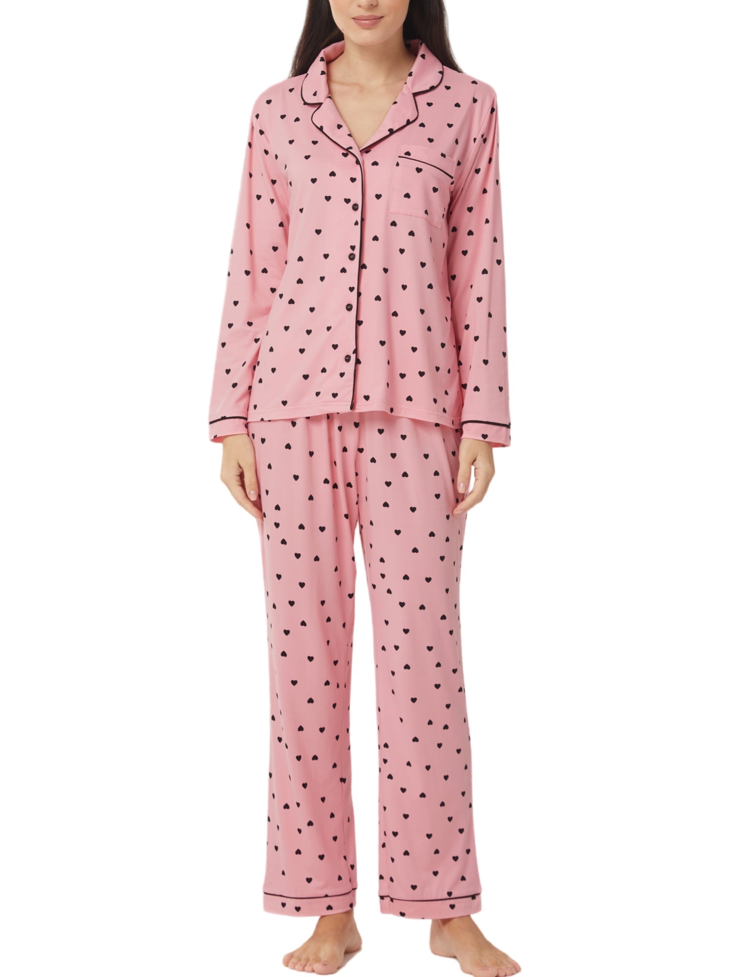 LANBAOSI Women's Pajama Set Heart Print Soft Breathable Sleepwear, 2 ...
