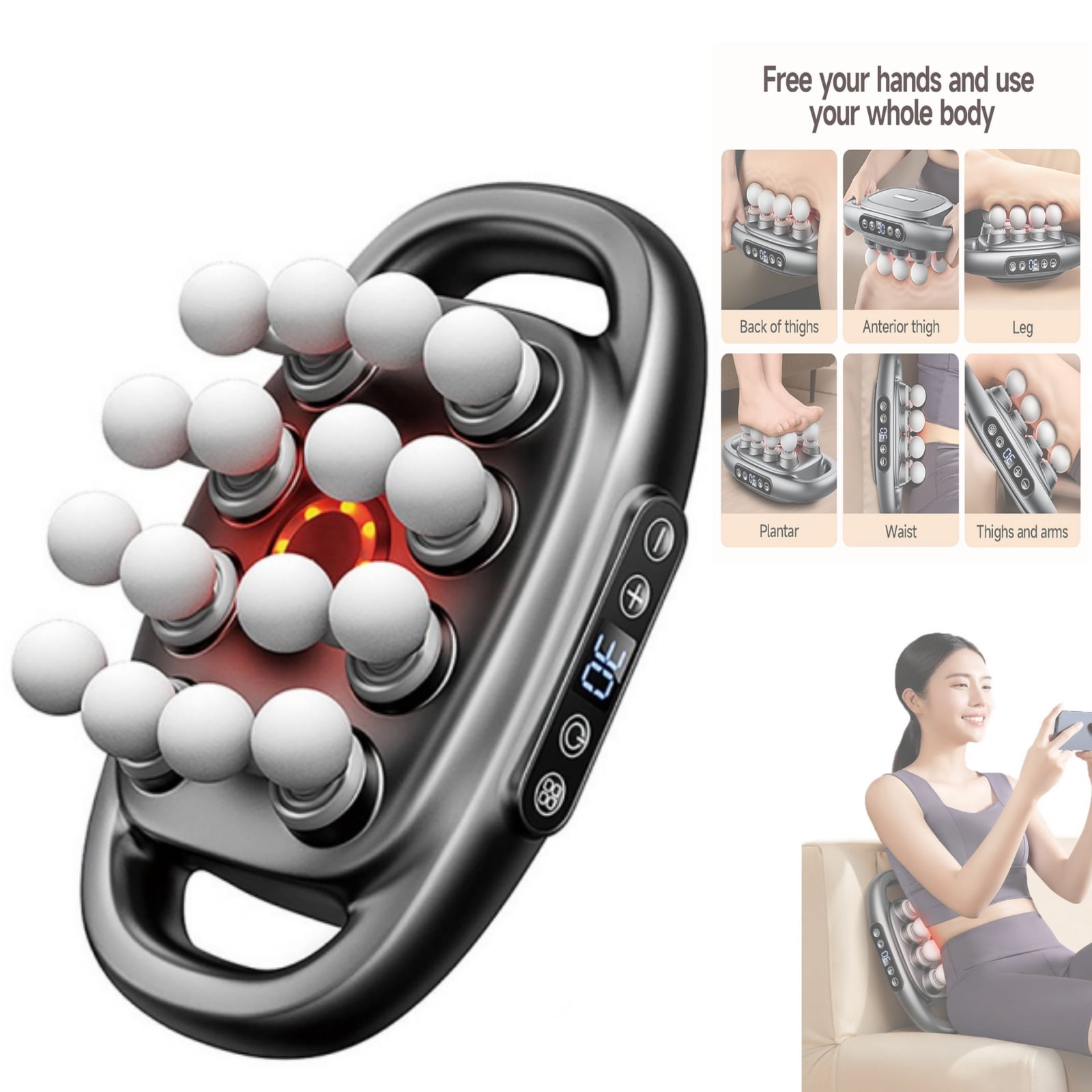 LANBB Rechargeable Massage Gun with 8/16 Head Options – Deep Tissue ...