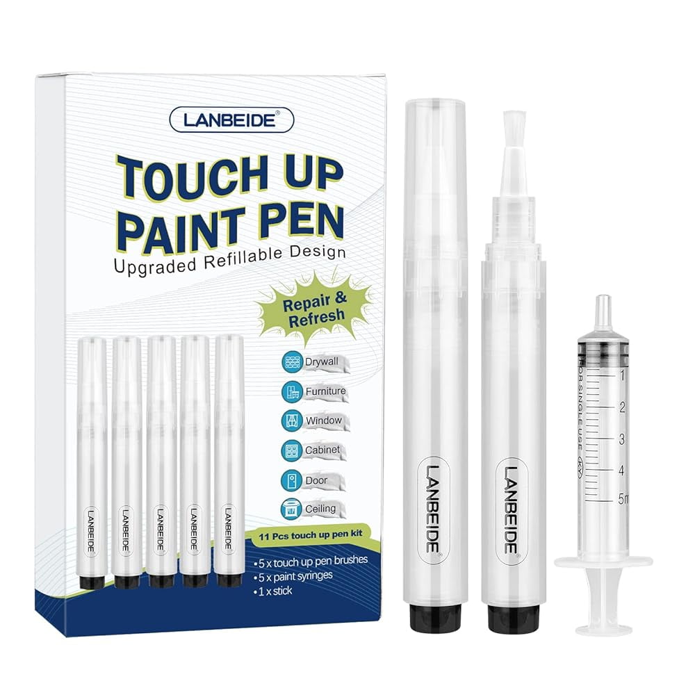 LANBEIDE Touch Up Paint Pen - Fillable Brush Pens 5Pcs for Drywall ...