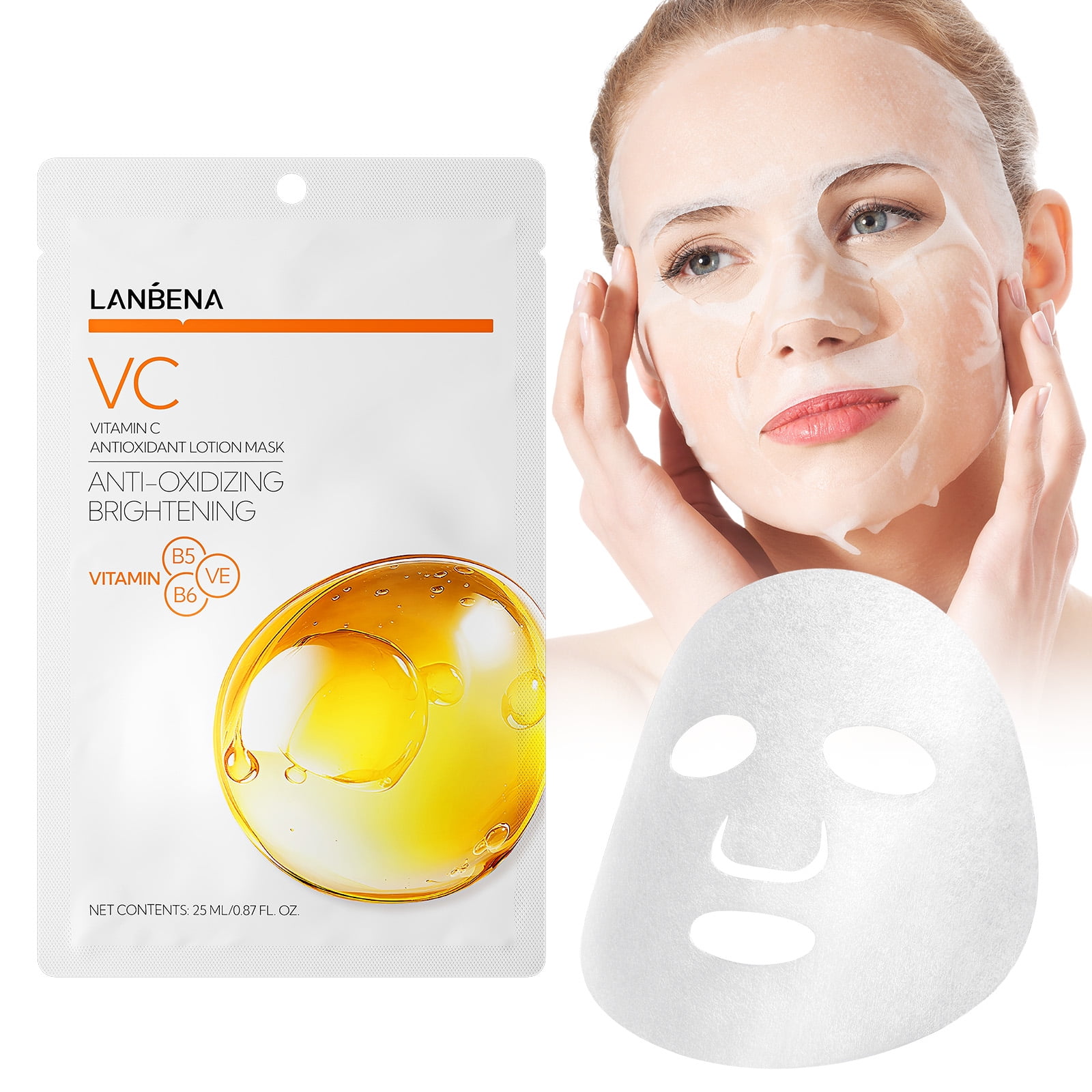 LANBENA VITAMIN C Hydrating Sheet Masks Antioxidant Lotion Mask Firming ...
