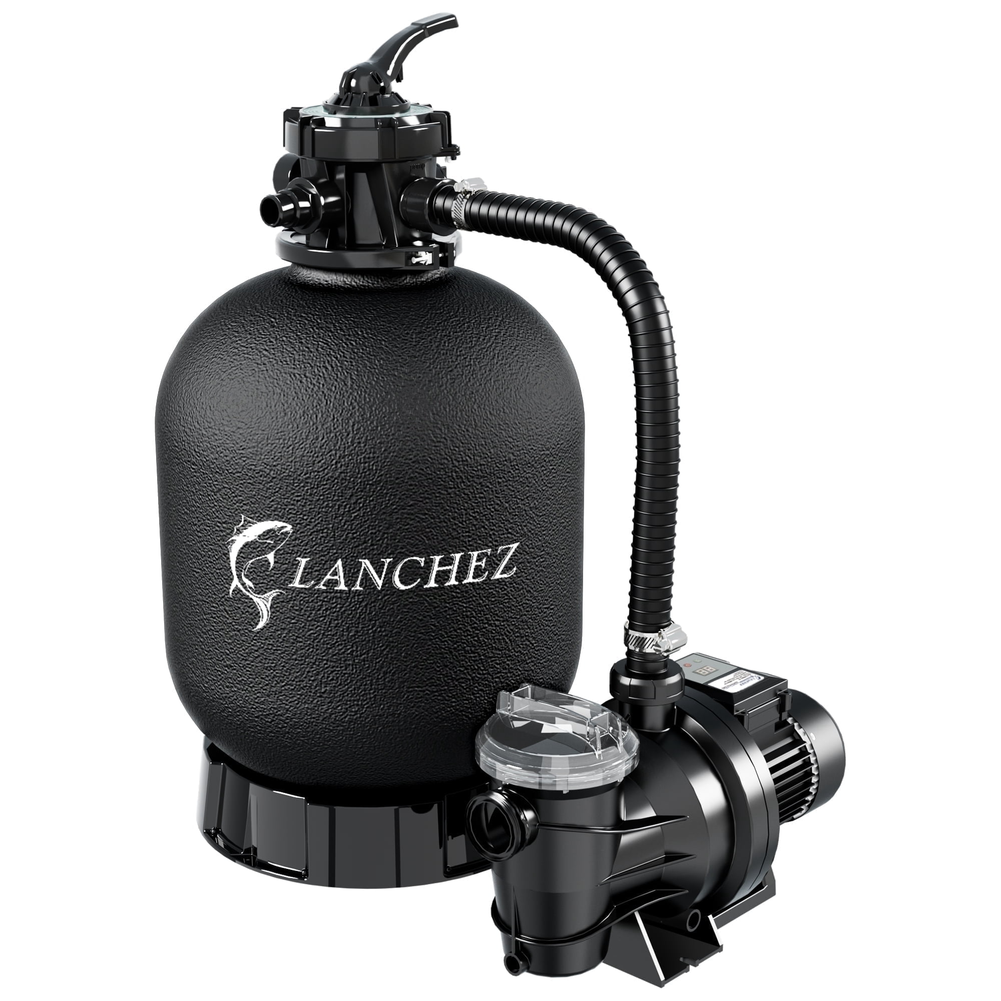 LANCHEZ 18in Sand Filter Pump with Timer, 1.5HP, Max 4900GPH - Walmart.com