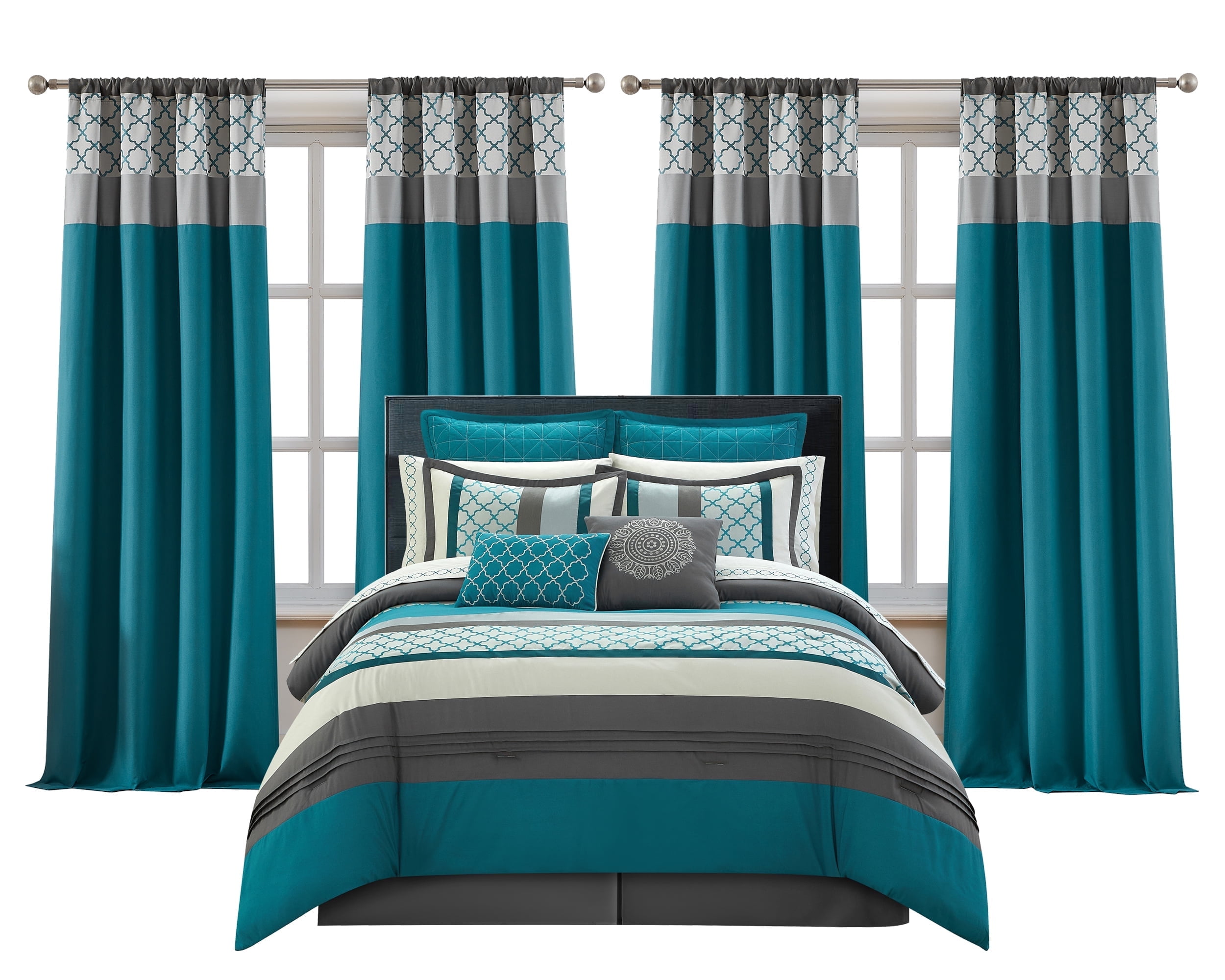 LANCO MODERN LIFESTYLE King Comforter Set, Grey Bedding Set, Jacquard ...