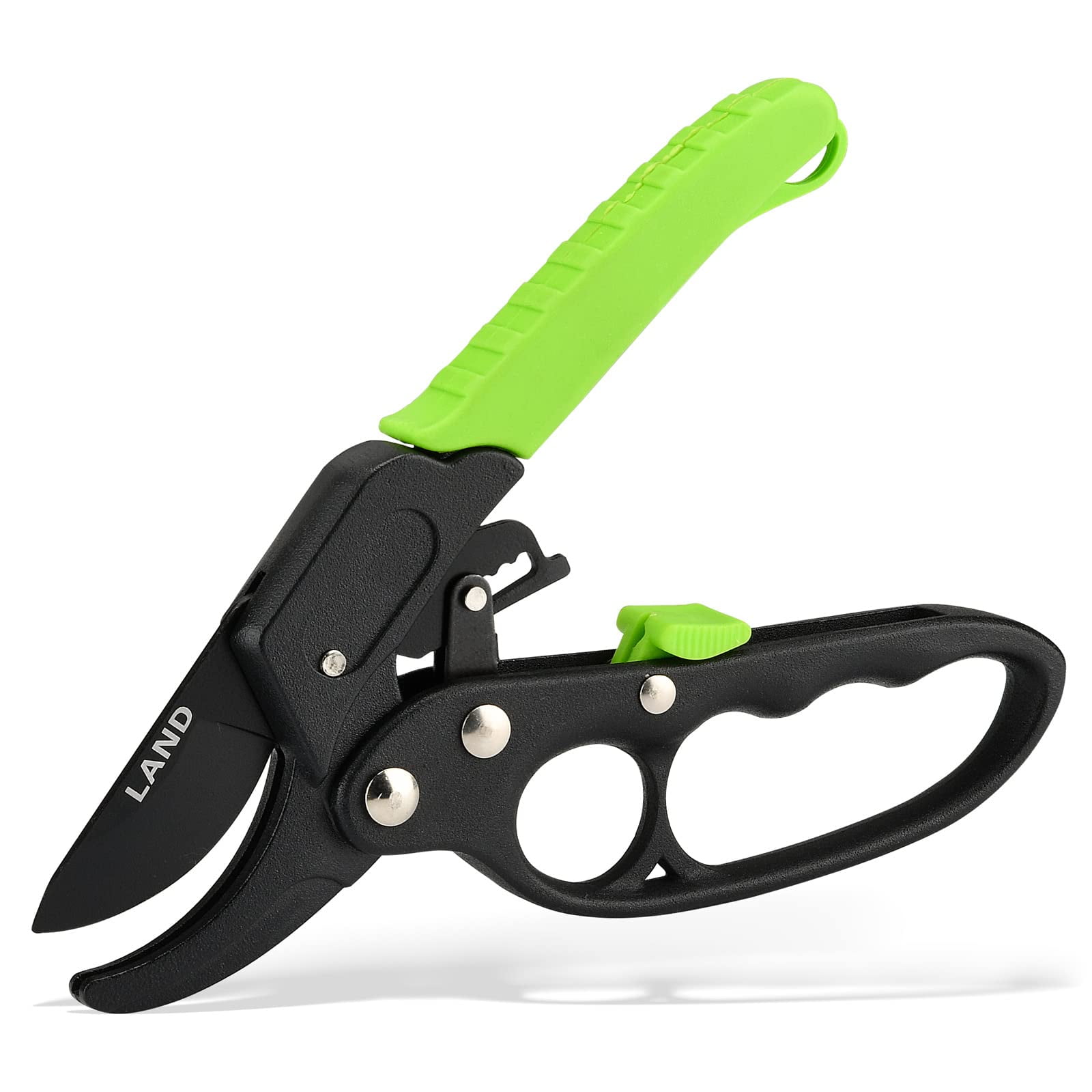 LAND Garden clippers 8" Professional Ratchet Anvil Pruning Shears ...