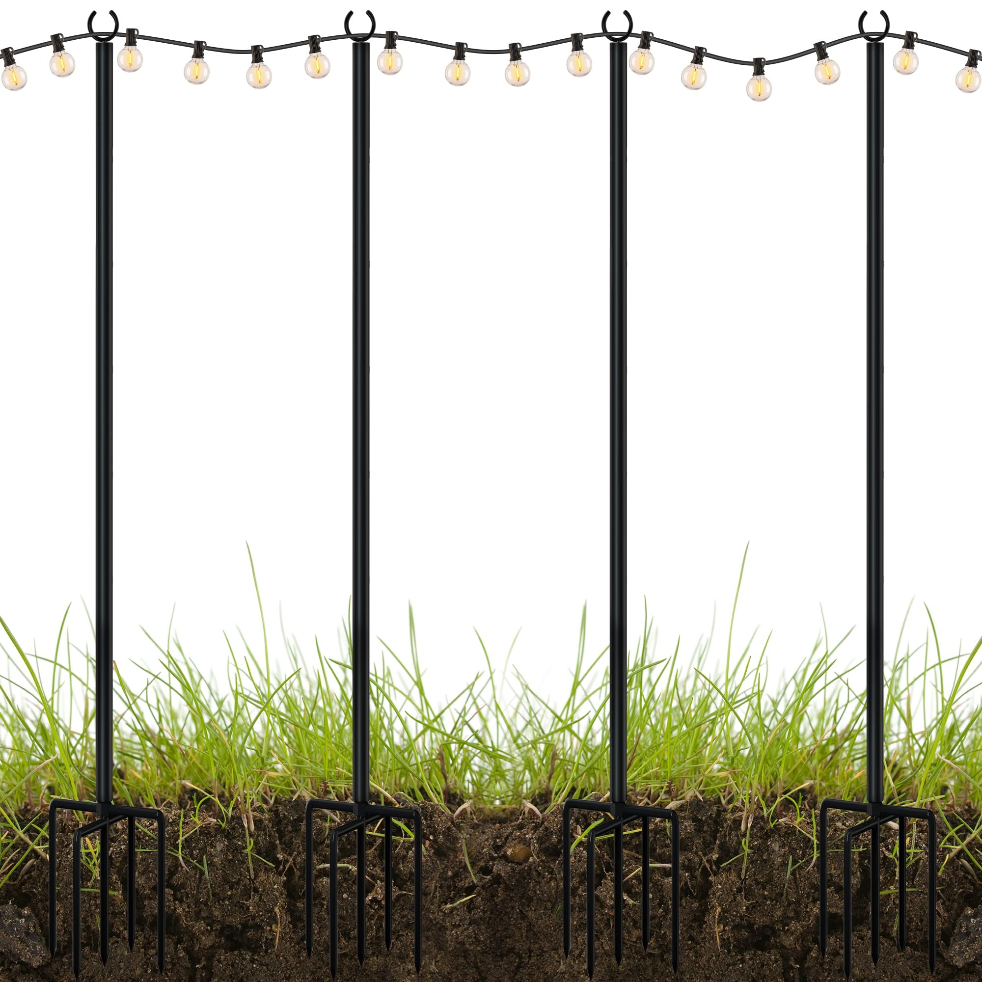 LAND·VOI Metal String Light AIF4 Poles for Outside Hanging - Backyard ...