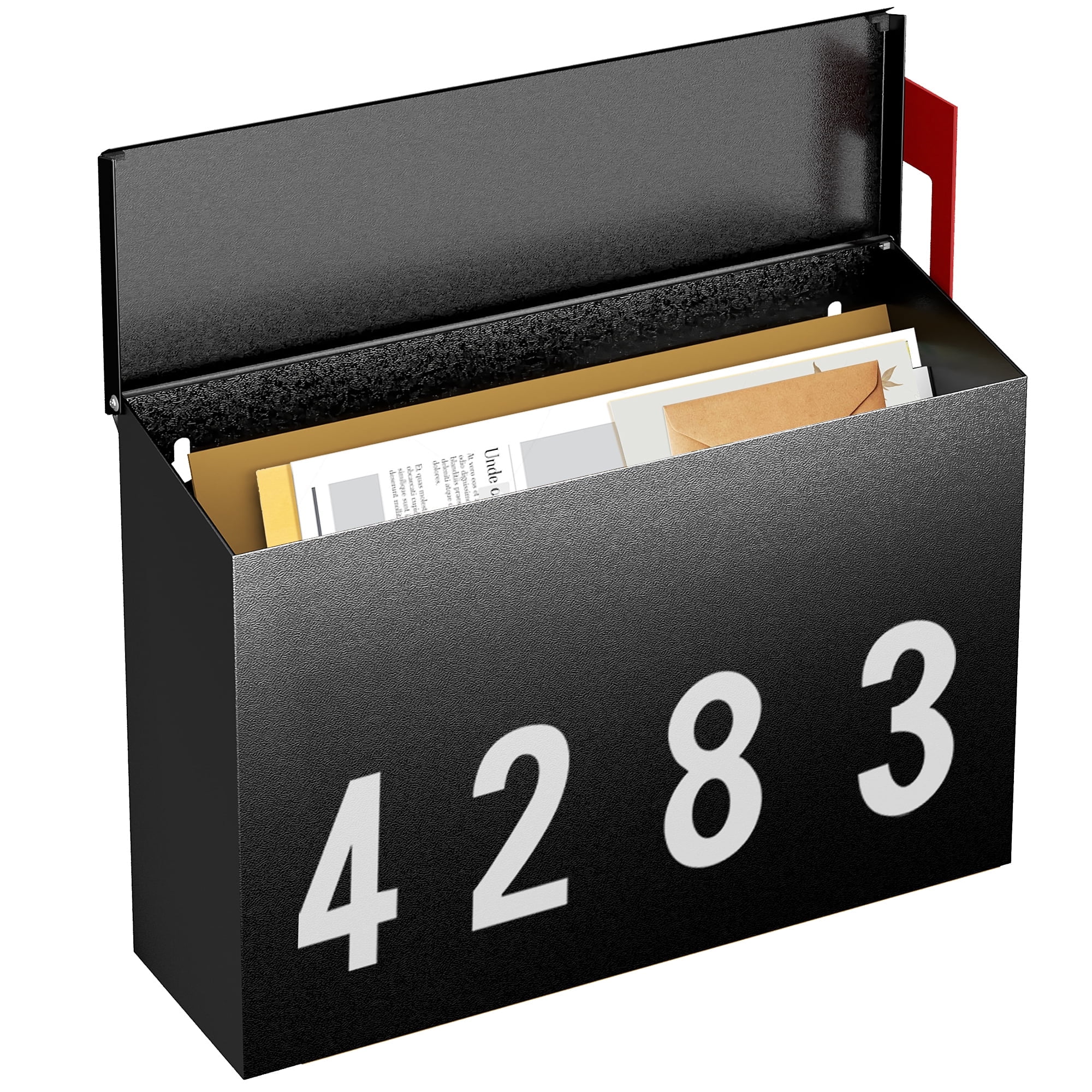 LAND·VOI Modern Wall-Mount Mailbox, Mailboxes for Outside, with One ...