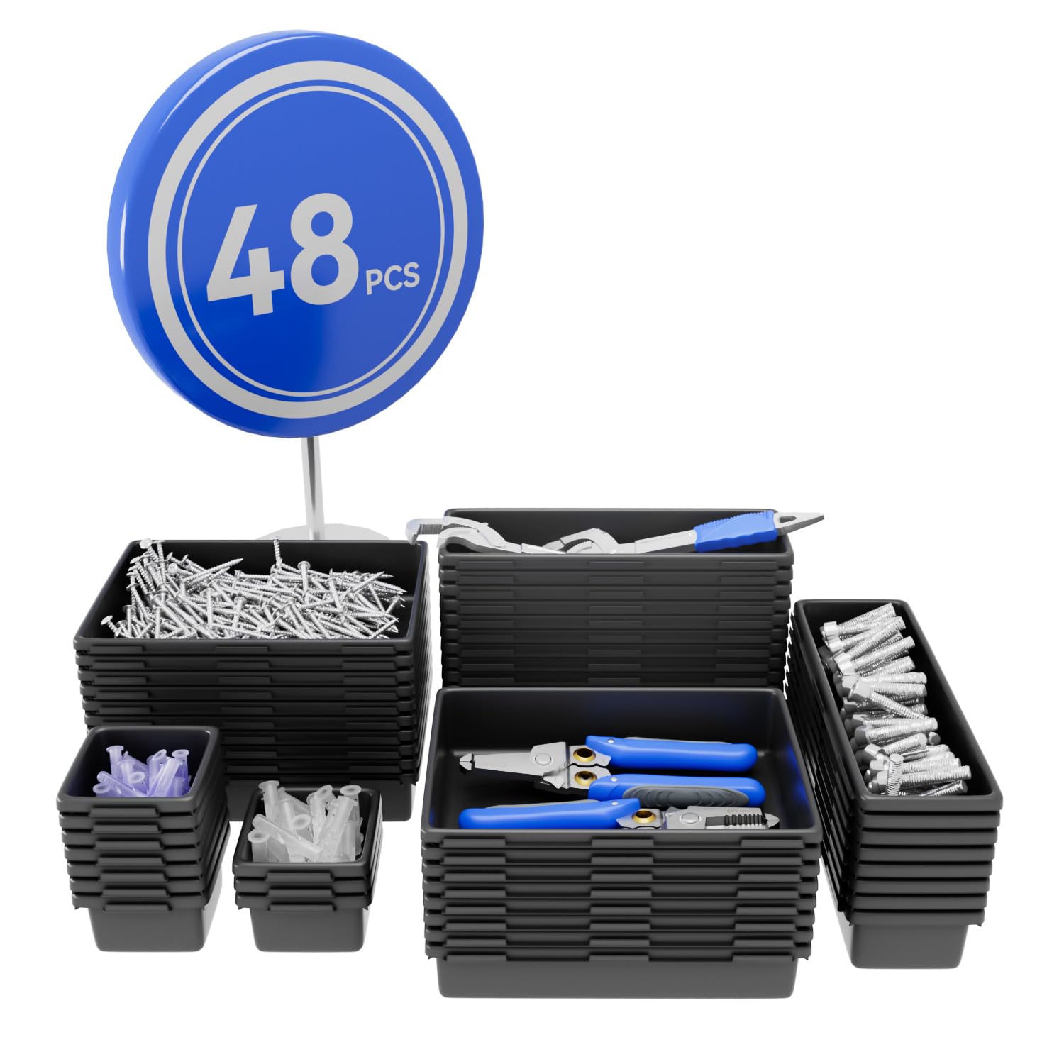 LANDNOR 48 PCS Tool Box Organizer Set,More Biggest Size,Desk Organizer ...