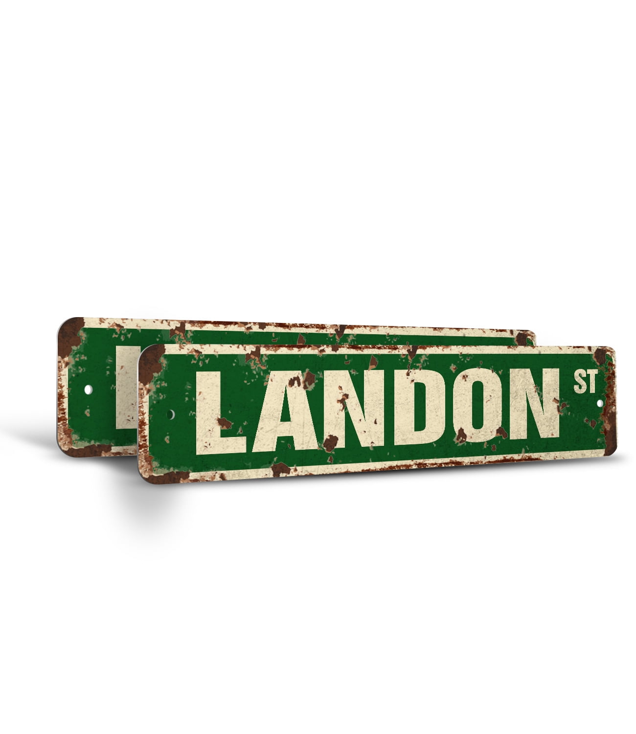 LANDON Vintage Style Rustic Street Sign – (2 Pack) Childrens Name Room ...