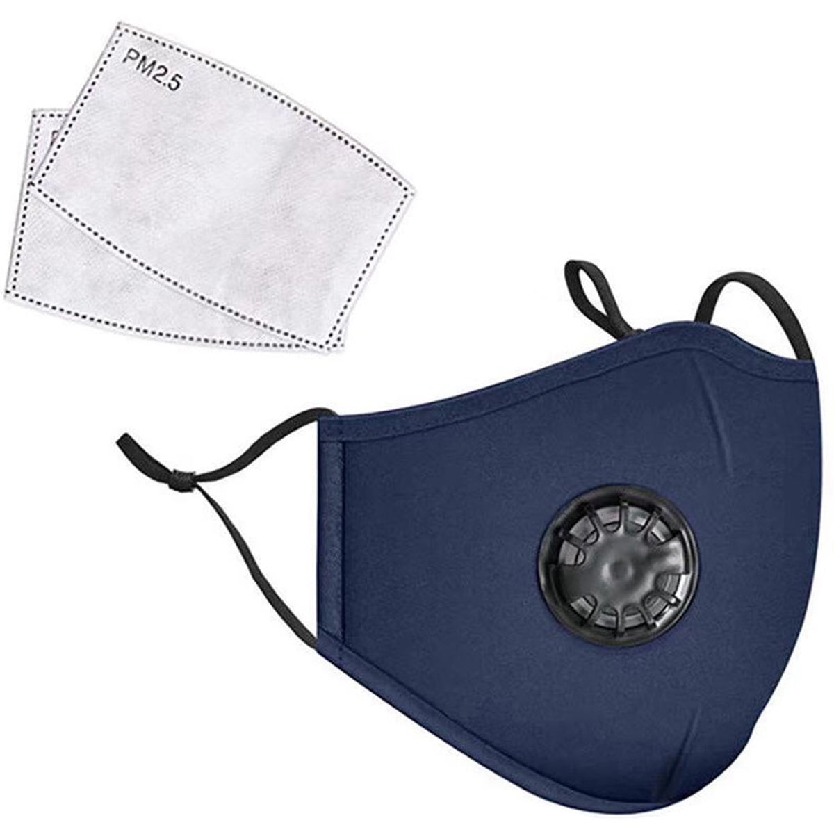 LANDOU Reusable Fabric Face Mask with PM2.5 Filters & External Valve ...