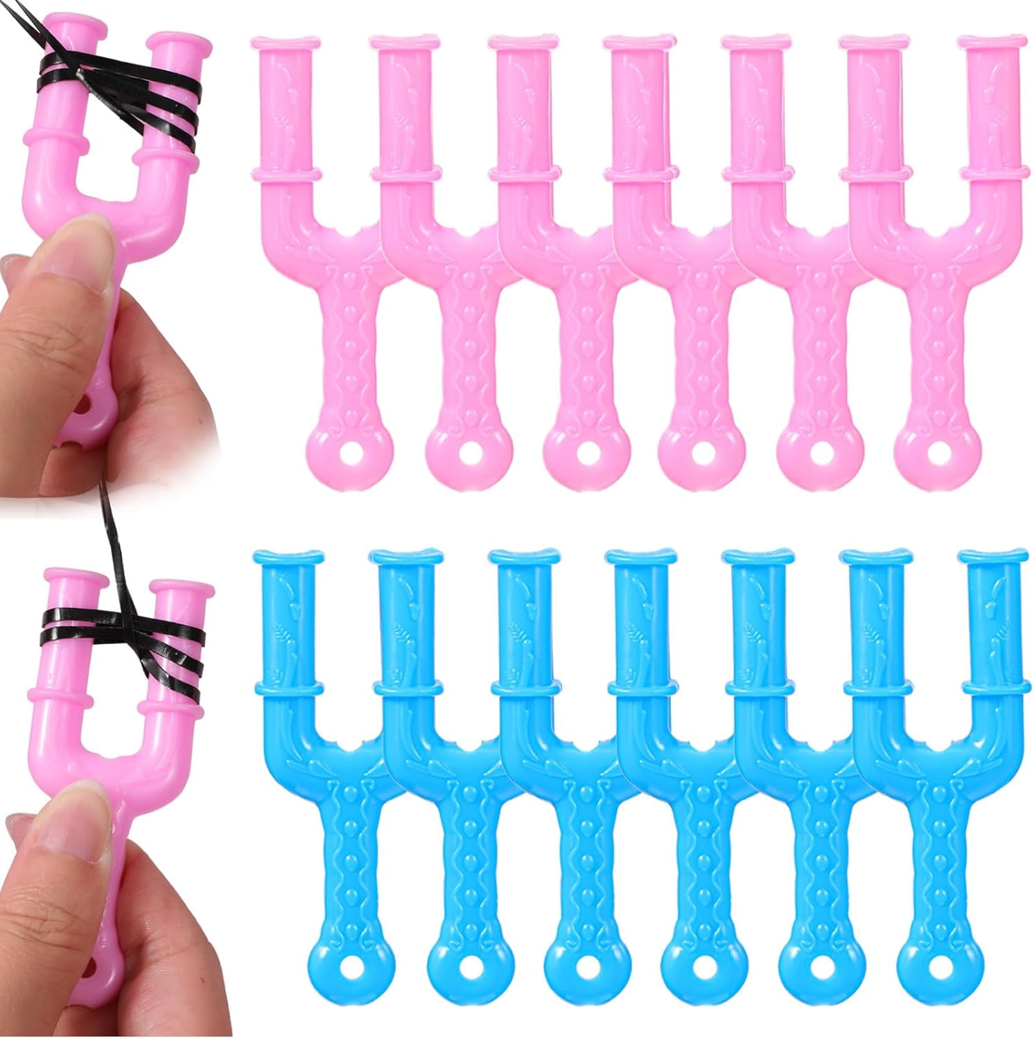 LANFENG 12PCS Acrylic Model Y Slingshot Loom, Plastic Rubber Band Clips Slingshot Knitting Bands ...