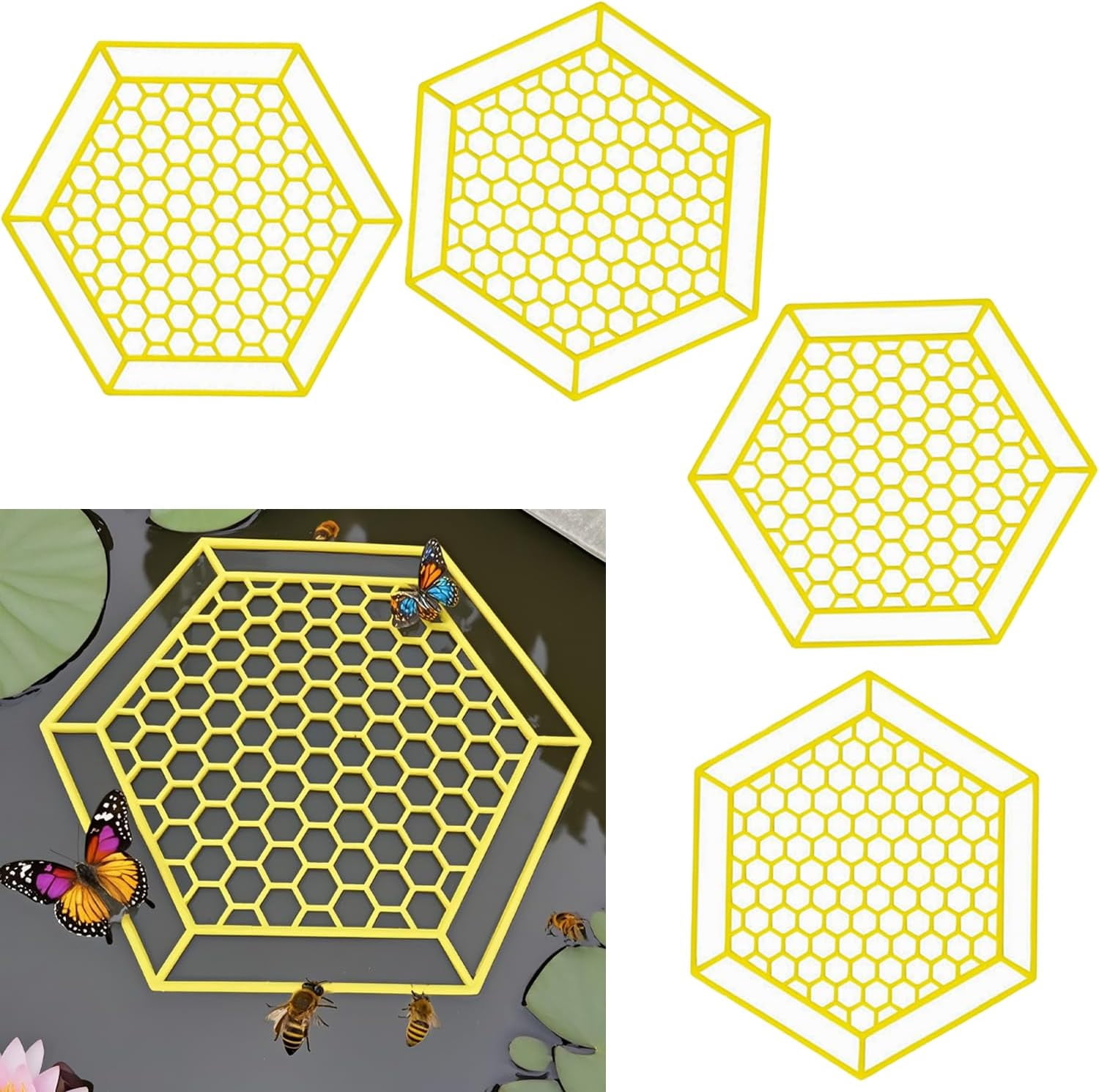 LANFENG 4 Pack Floating Bee Baths and Watering Stations for Garden, 7.1 ...