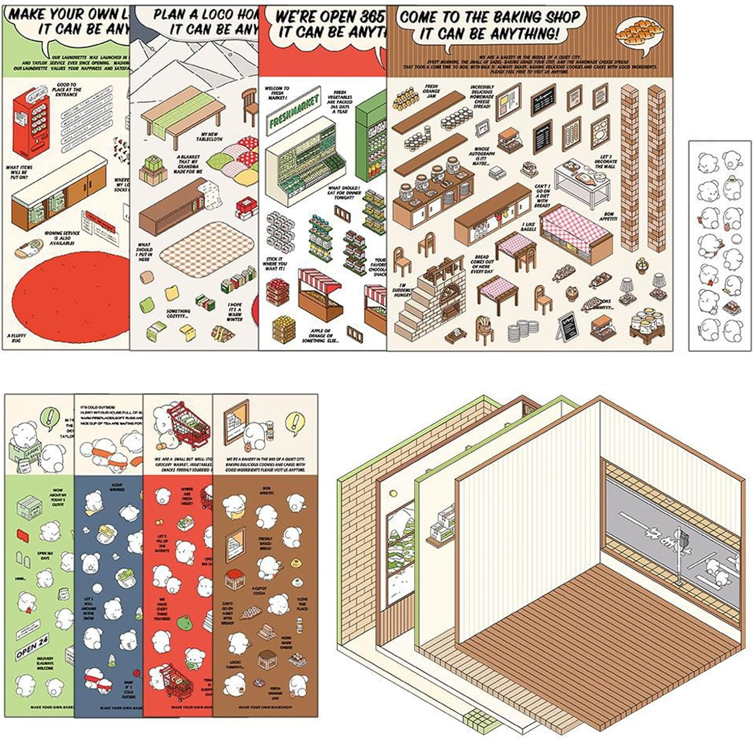 LANFENG 4 Sets Make IT Mini 3D Sticker Scene - Room Sticker Book for ...